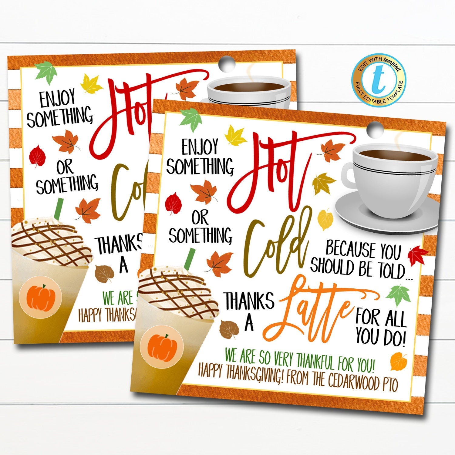 Thanks a Latte for all You Do Gift Tag - Templett Shop