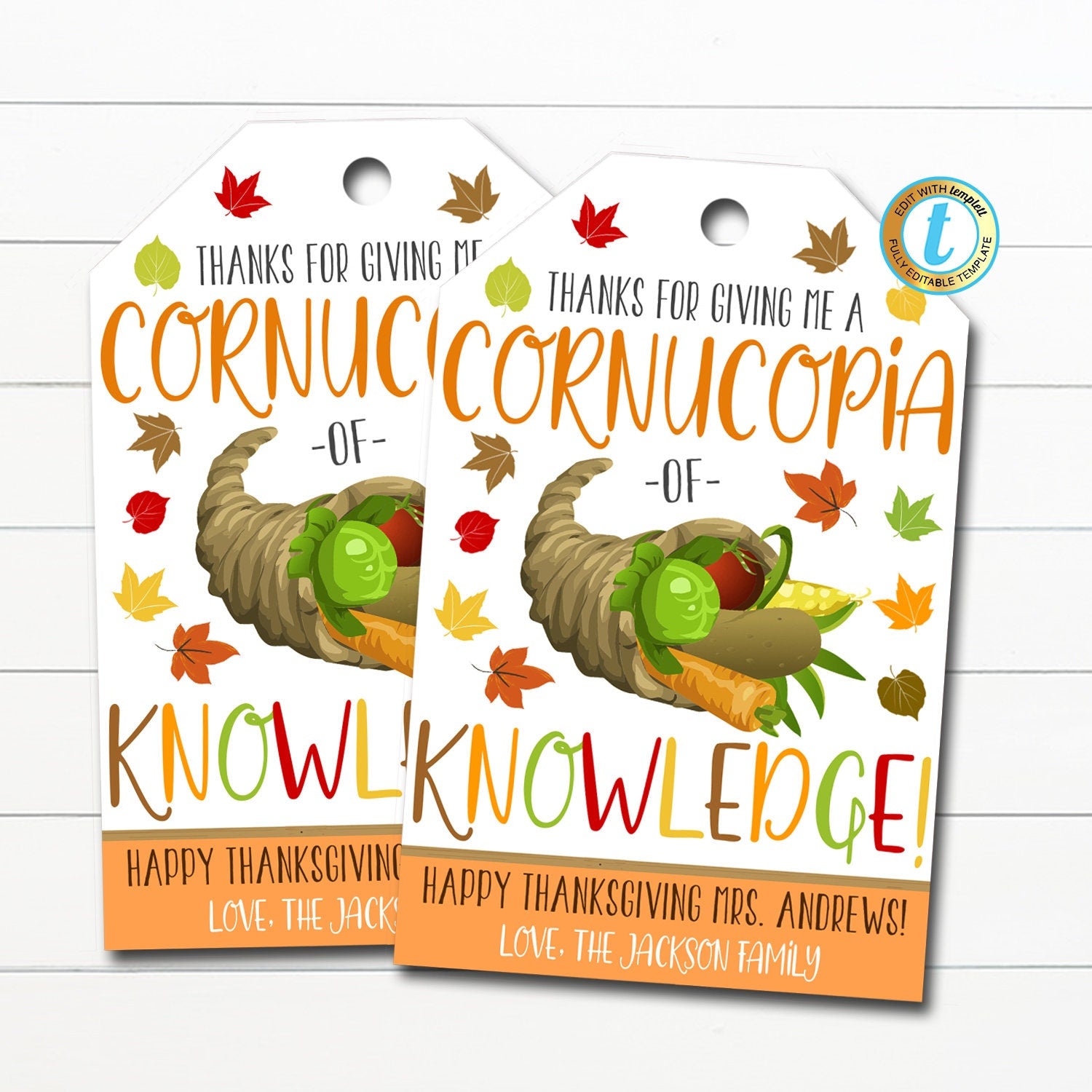 Thanksgiving Teacher Appreciation Gift Tags - Templett Shop