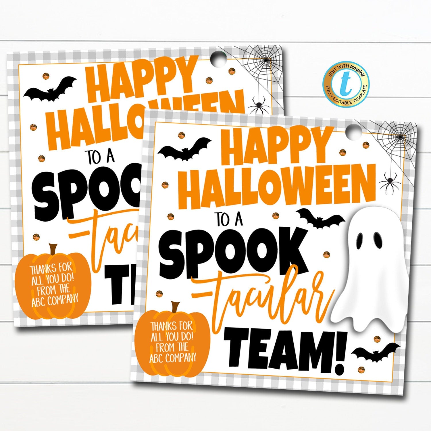 Halloween Gift Tags, Happy Halloween to a Spook-tacular Team - Templett ...