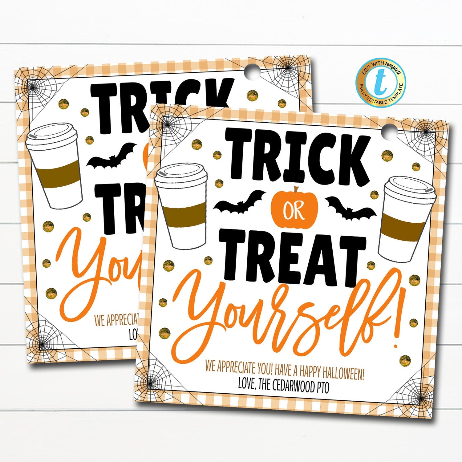 Halloween Coffee Appreciation Gift Tag - Templett Shop
