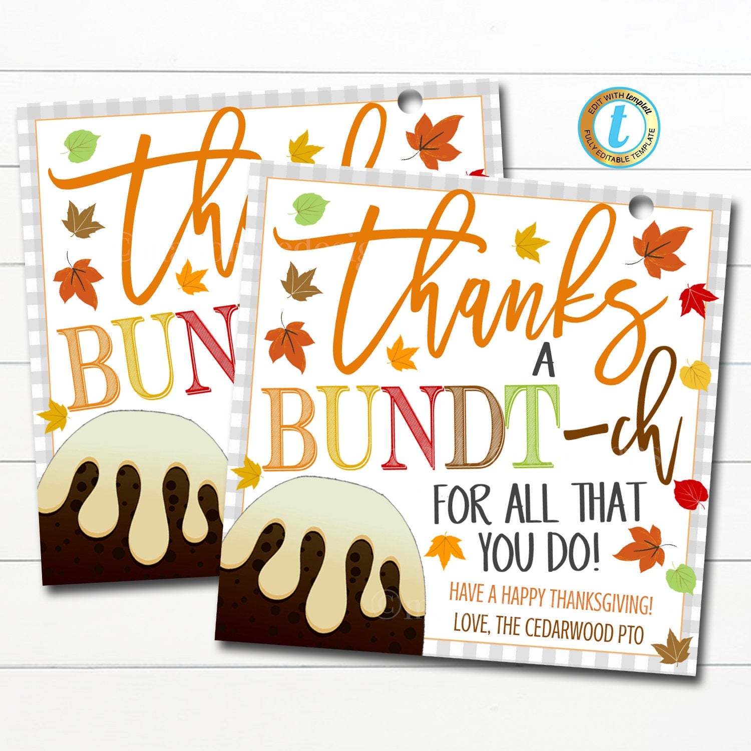 Fall Bundt Cake Gift Tag - Templett Shop