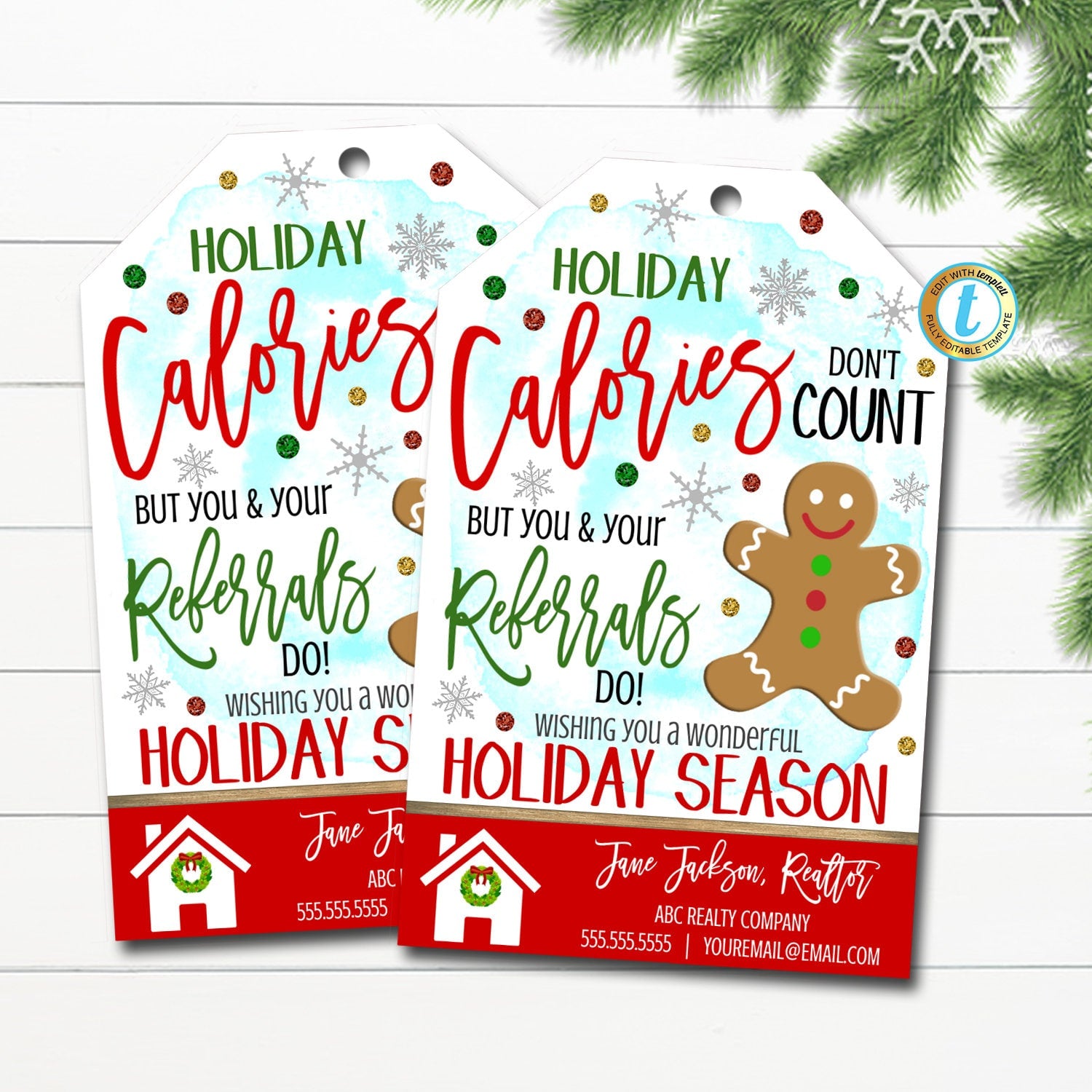Christmas Realtor Pop By Gift Tags, Holiday Calories Don't Count But ...