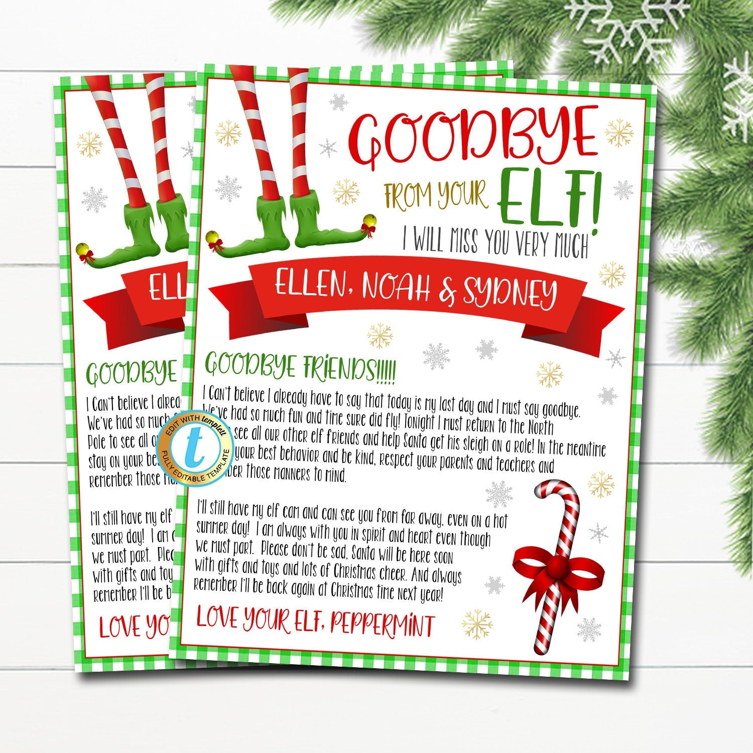 Elf Letter Set, I'm Back Hello from your Elf, Goodbye from Elf ...