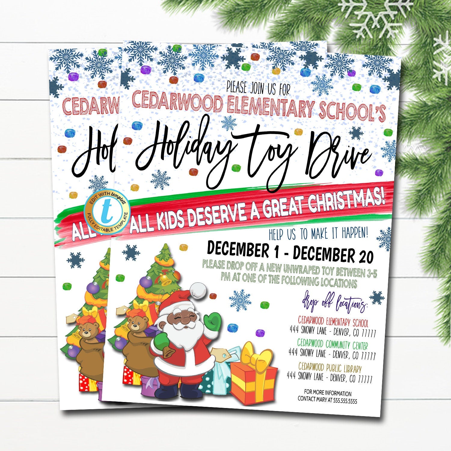 Holiday Toy Drive Flyer - Templett Shop