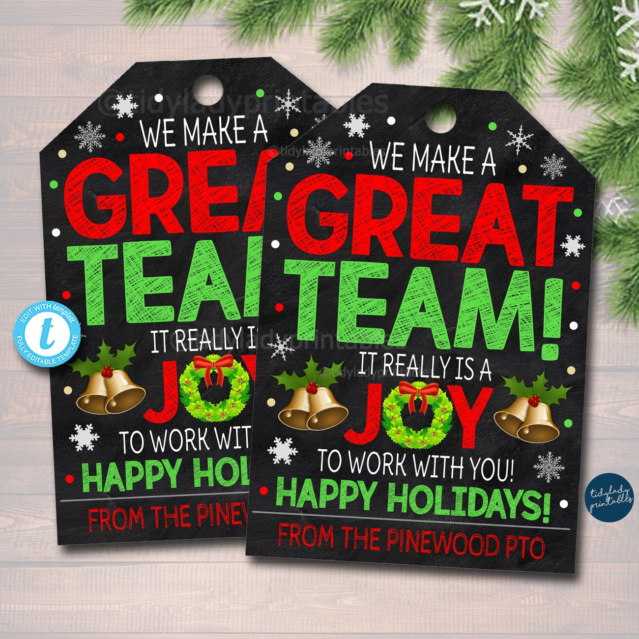 We Make A Great Team Christmas Holiday Appreciation Gift Tag - Templett ...