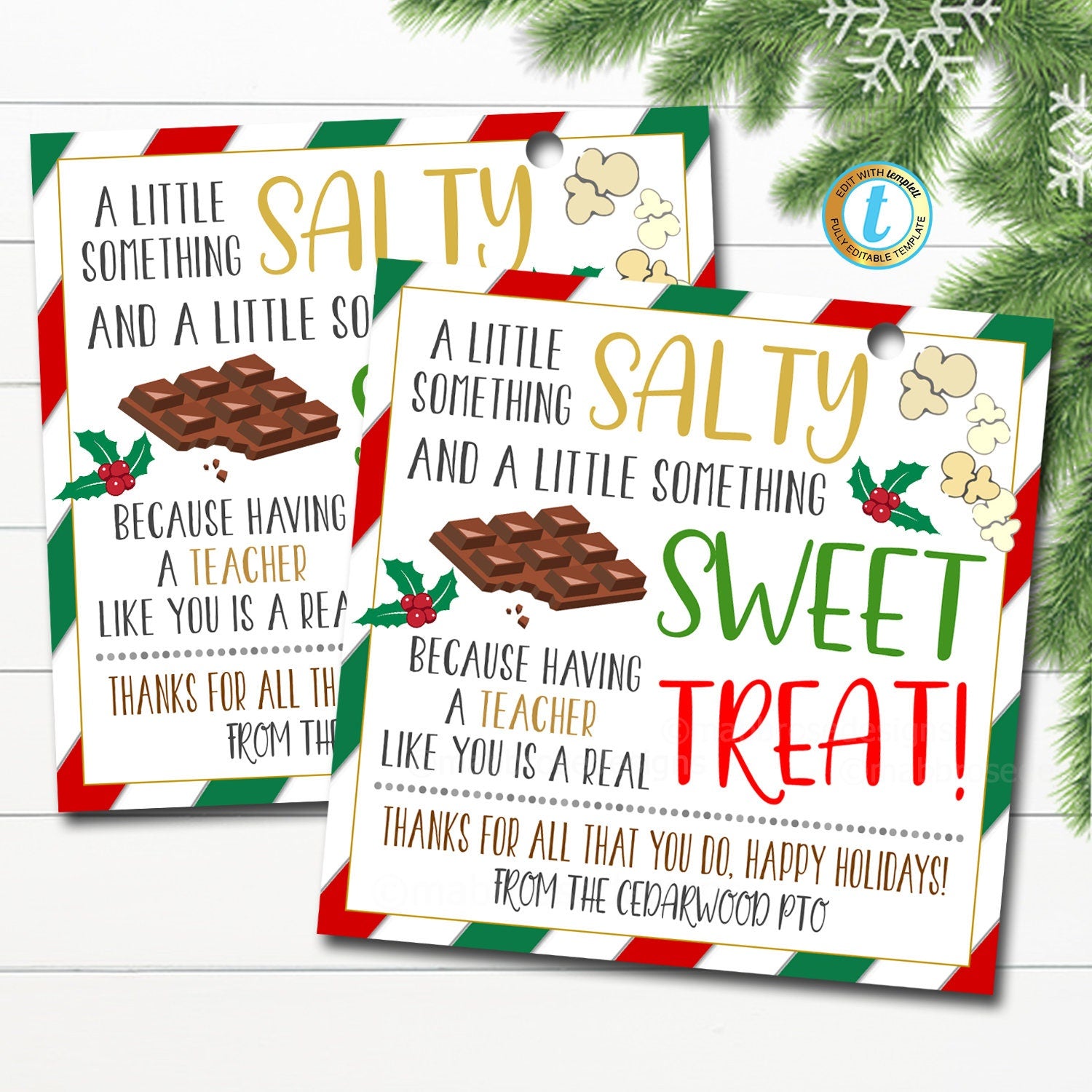 Christmas Chocolate Popcorn Gift Tag - Templett Shop