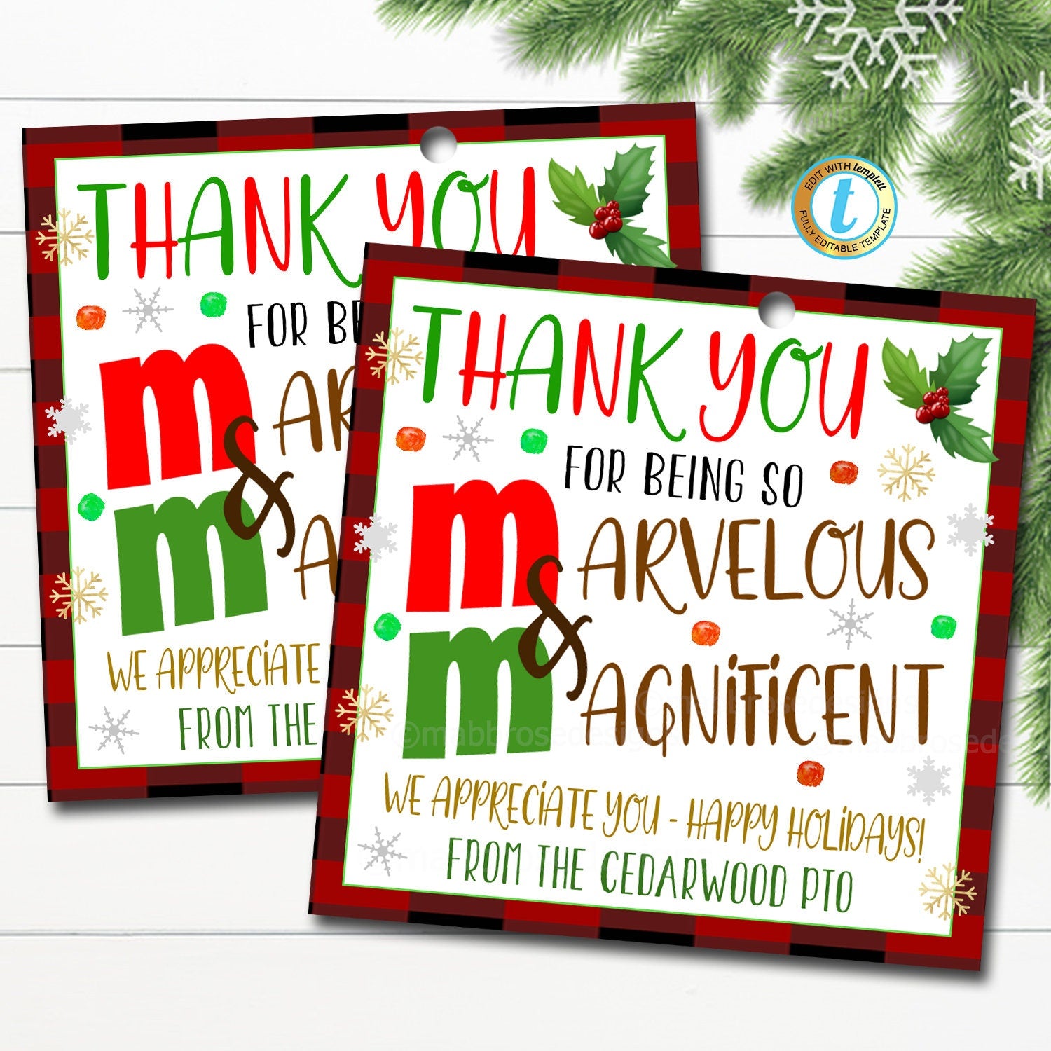 Christmas Candy Appreciation Gift Tag, Thanks for Being Magnificent ...