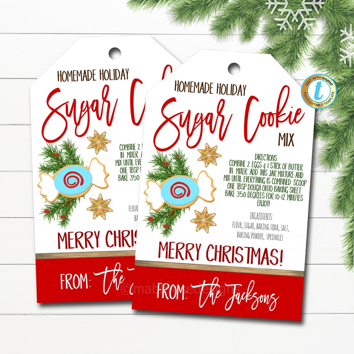 Christmas Gift Tags, Cookie Jar Mix - Templett Shop
