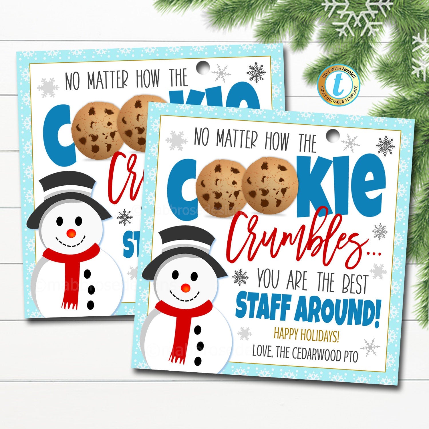 Holiday Cookie Thank You Gift Tags - Templett Shop