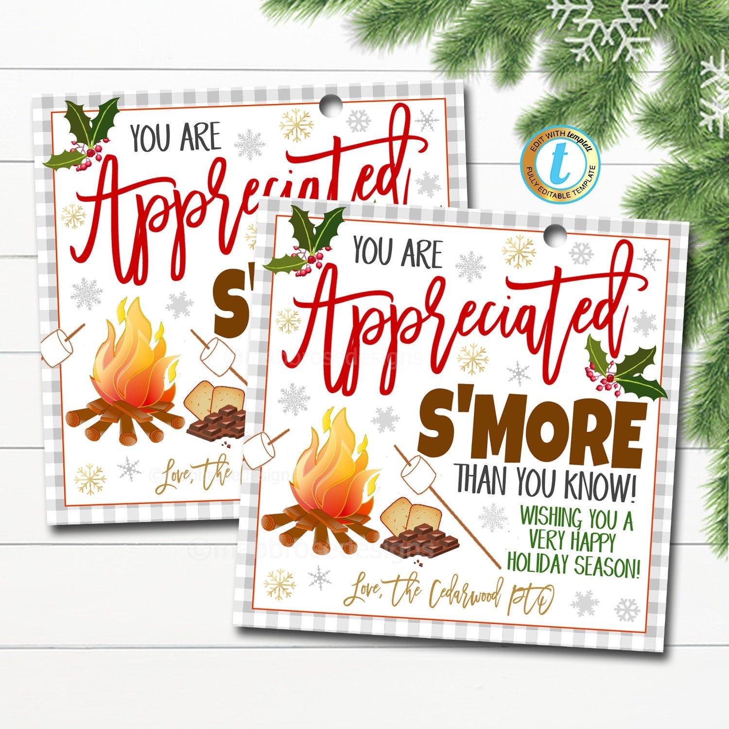 Christmas S'mores Gift Tag - Templett Shop