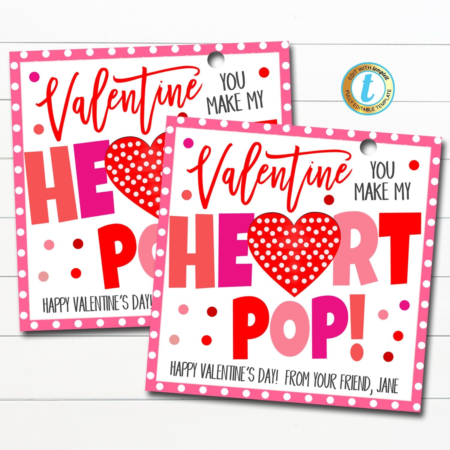 Valentine Pop It Gift Tags - Templett Shop