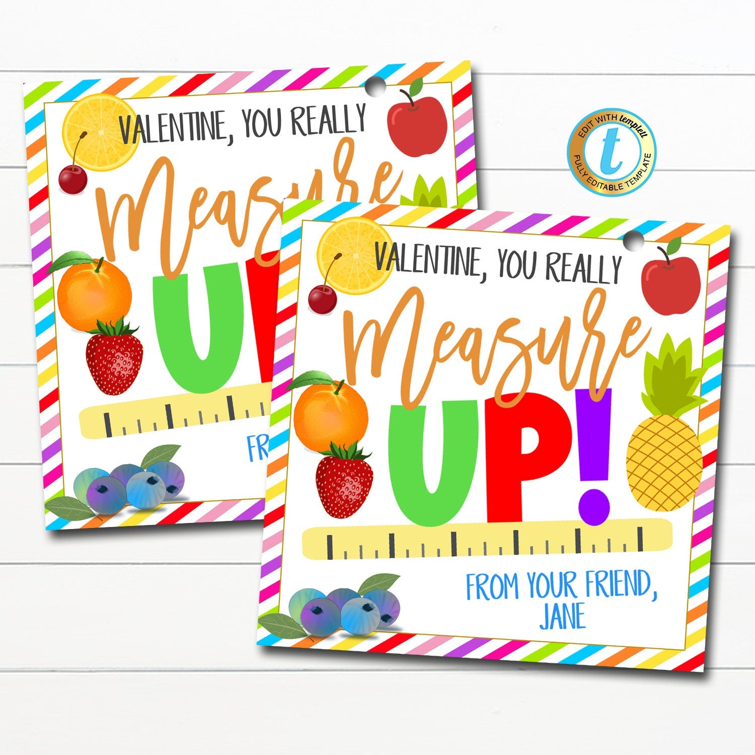 Valentine Gift Tags, You Really Measure Up! - Templett Shop