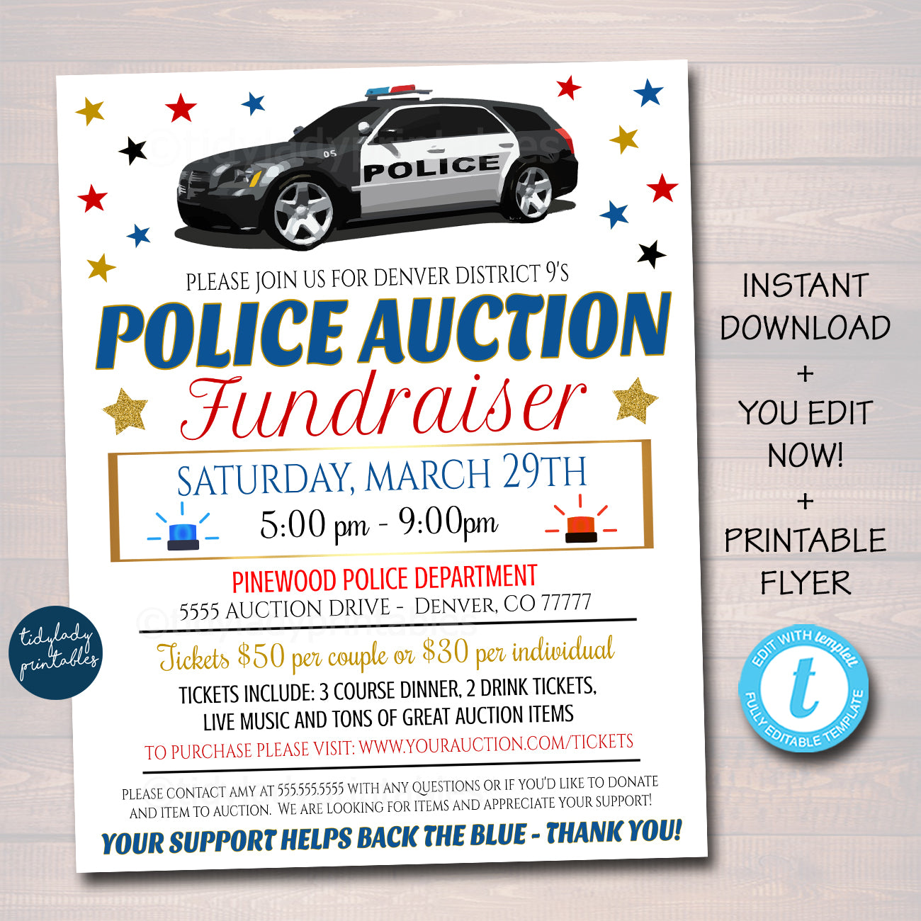 Police Flyer, Community Fundraiser Event - Templett Shop