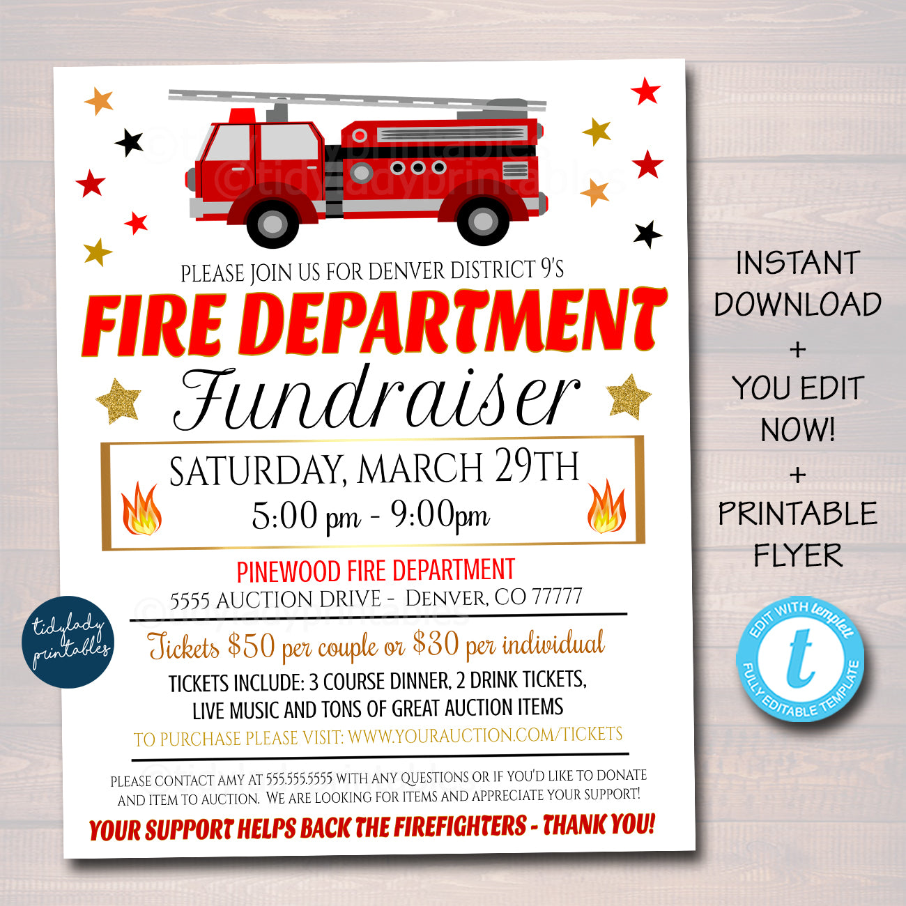Firefighter Fundraiser Flyer - Templett Shop