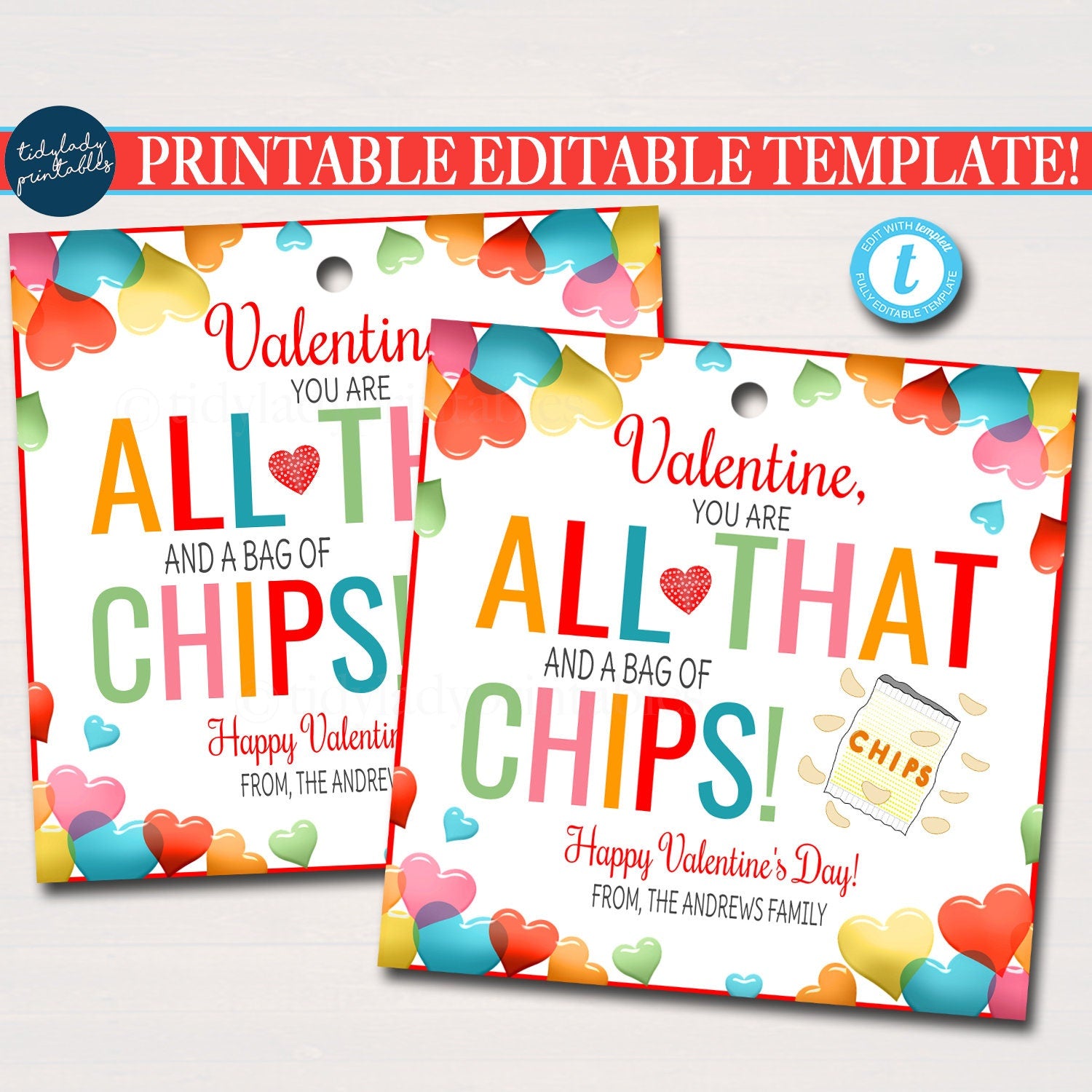 Valentine's Day Chips Gift Tag - Templett Shop