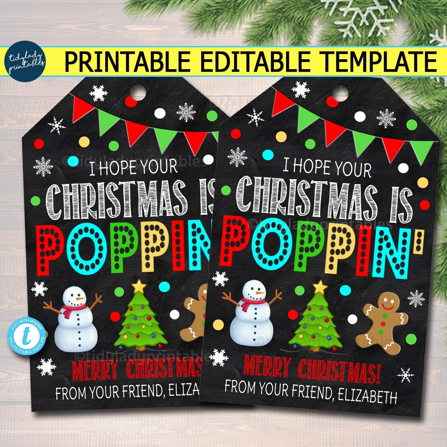 Christmas Pop It Gift Tags - Templett Shop