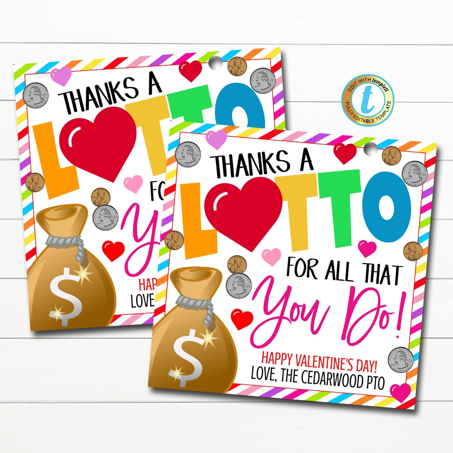 Valentine Appreciation Gift Tags - Templett Shop