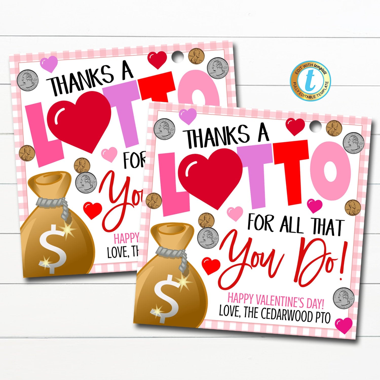 Valentine Appreciation Gift Tags - Templett Shop