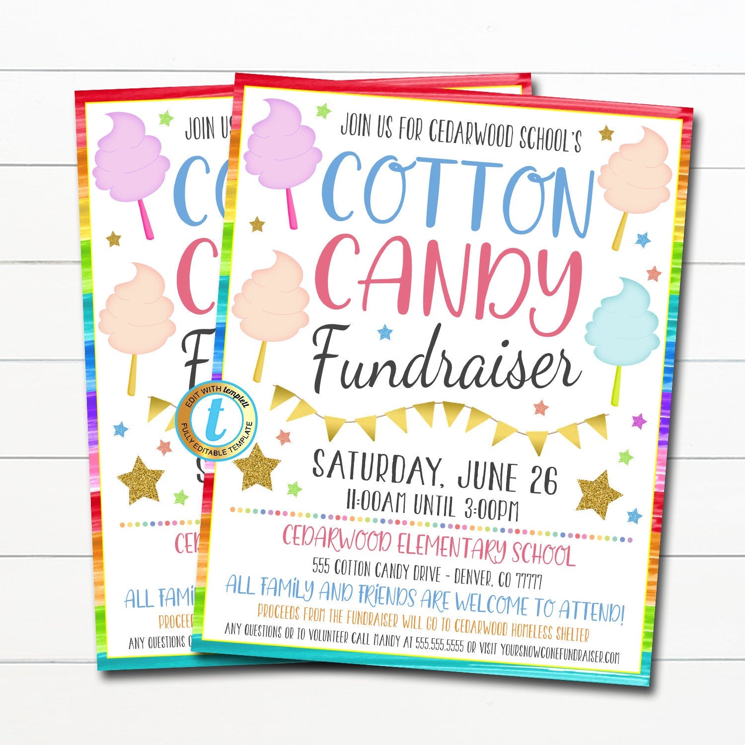 Cotton Candy Fundraiser Flyer, Appreciation Week - Templett Shop
