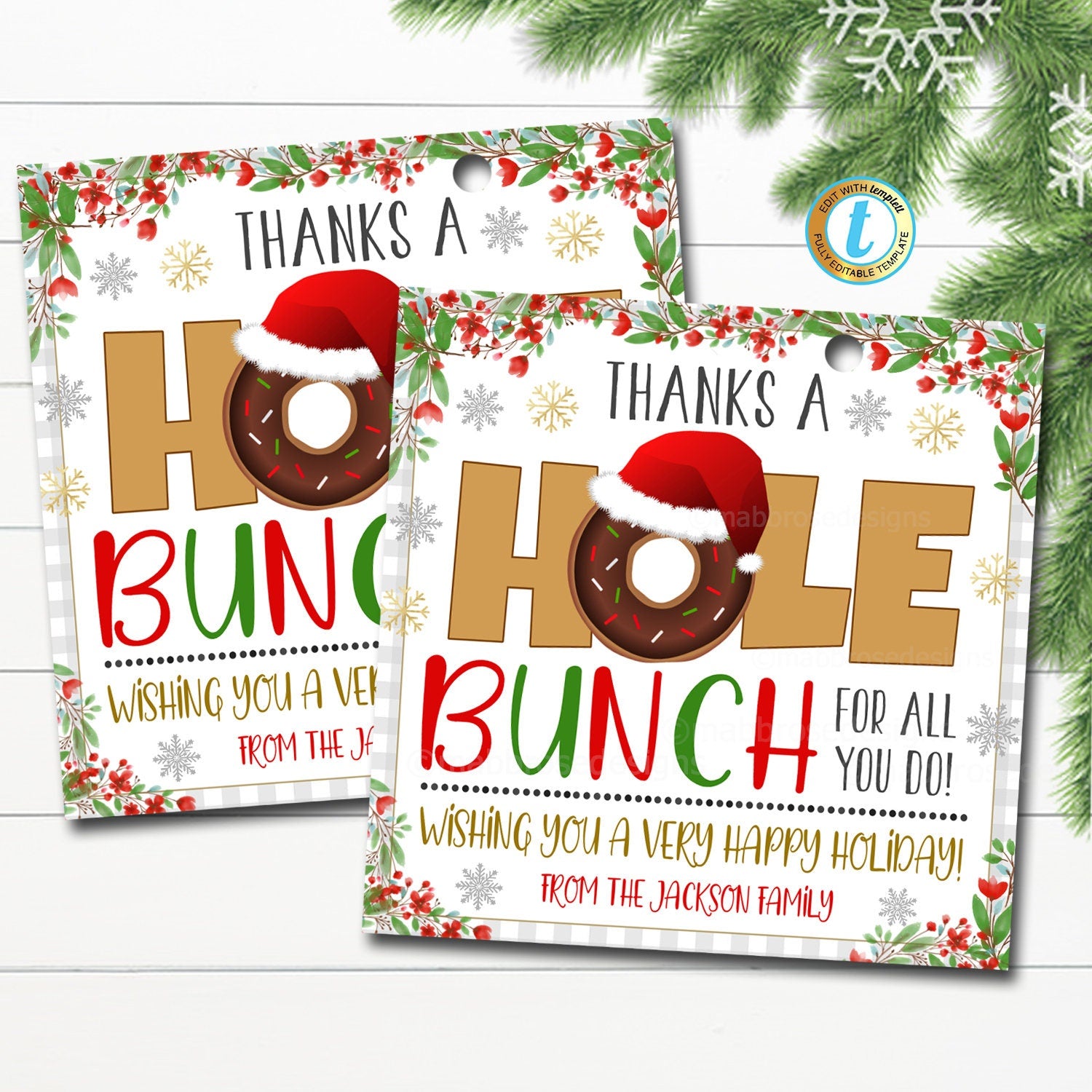 Christmas Donut Gift Tag - Templett Shop