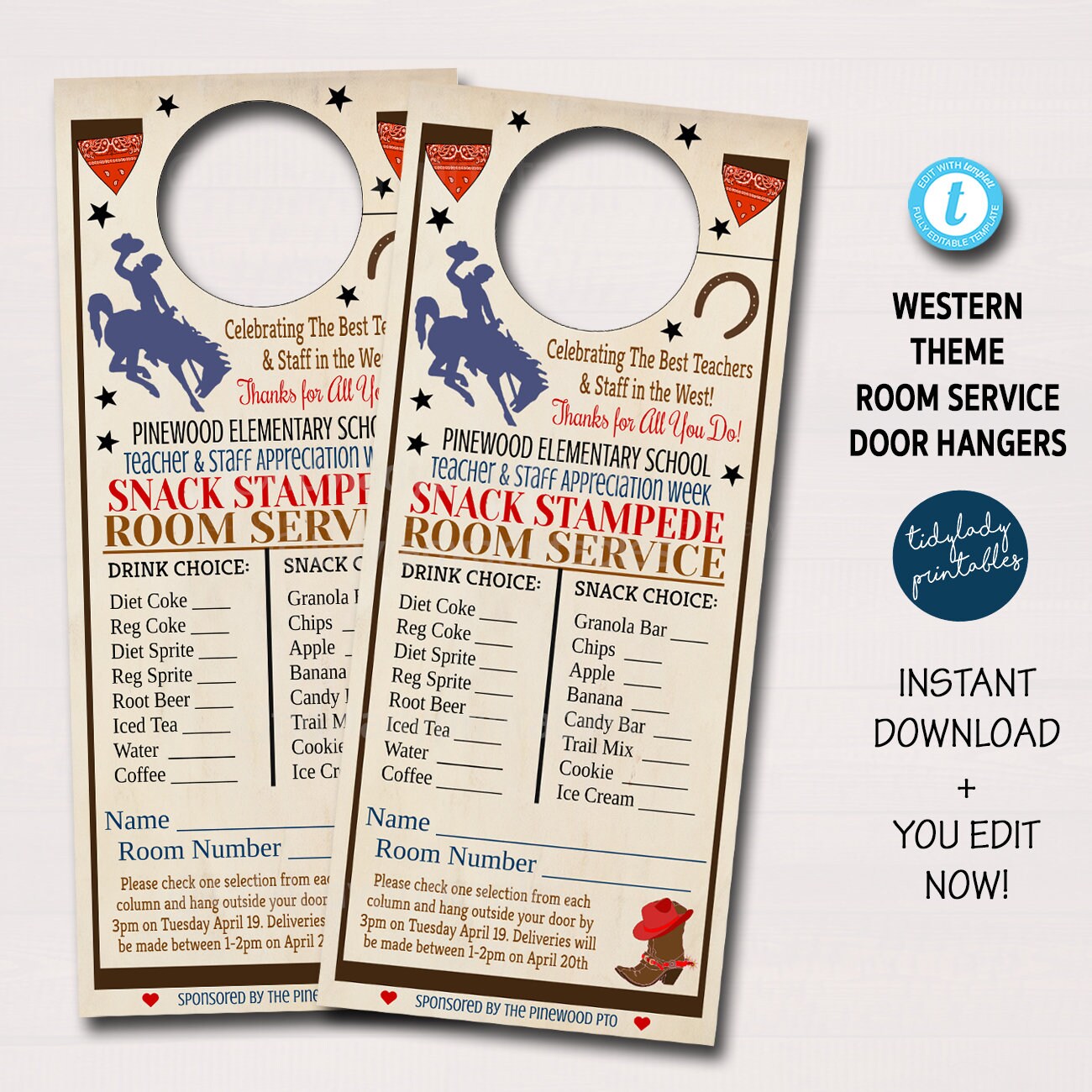 Western Themed Room Service Door Hanger - Templett Shop