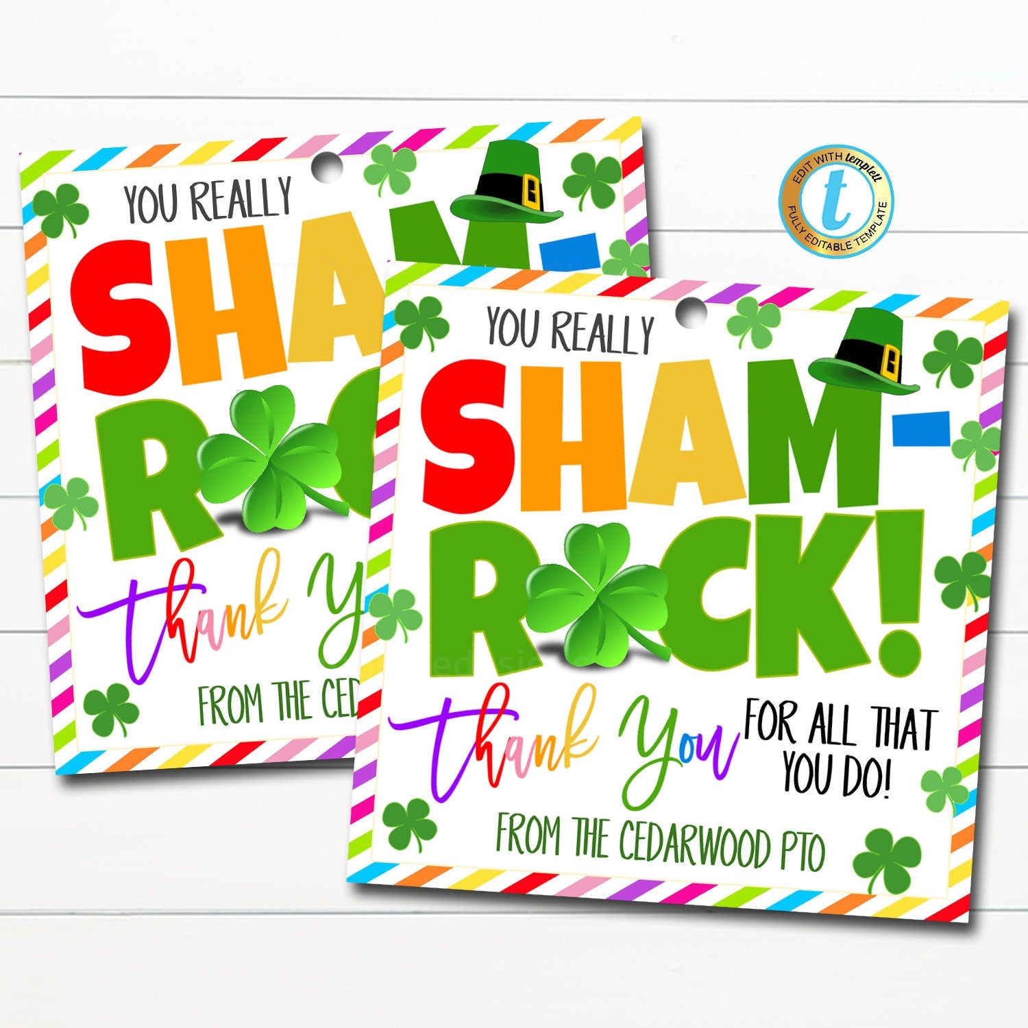 St. Patrick's Day Shamrock Gift Tags - Templett Shop