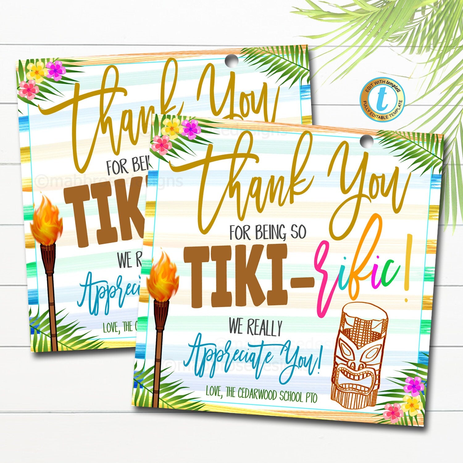 Thank you for Being Tiki-Riffic Gift Tag - Templett Shop