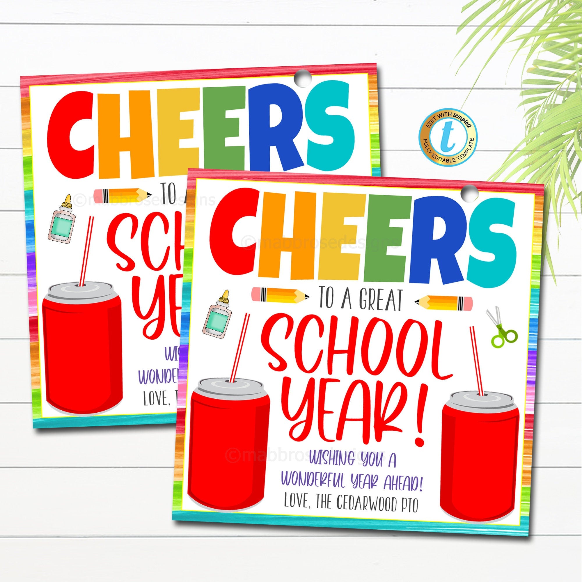 Back to School Soda Gift Tags - Templett Shop