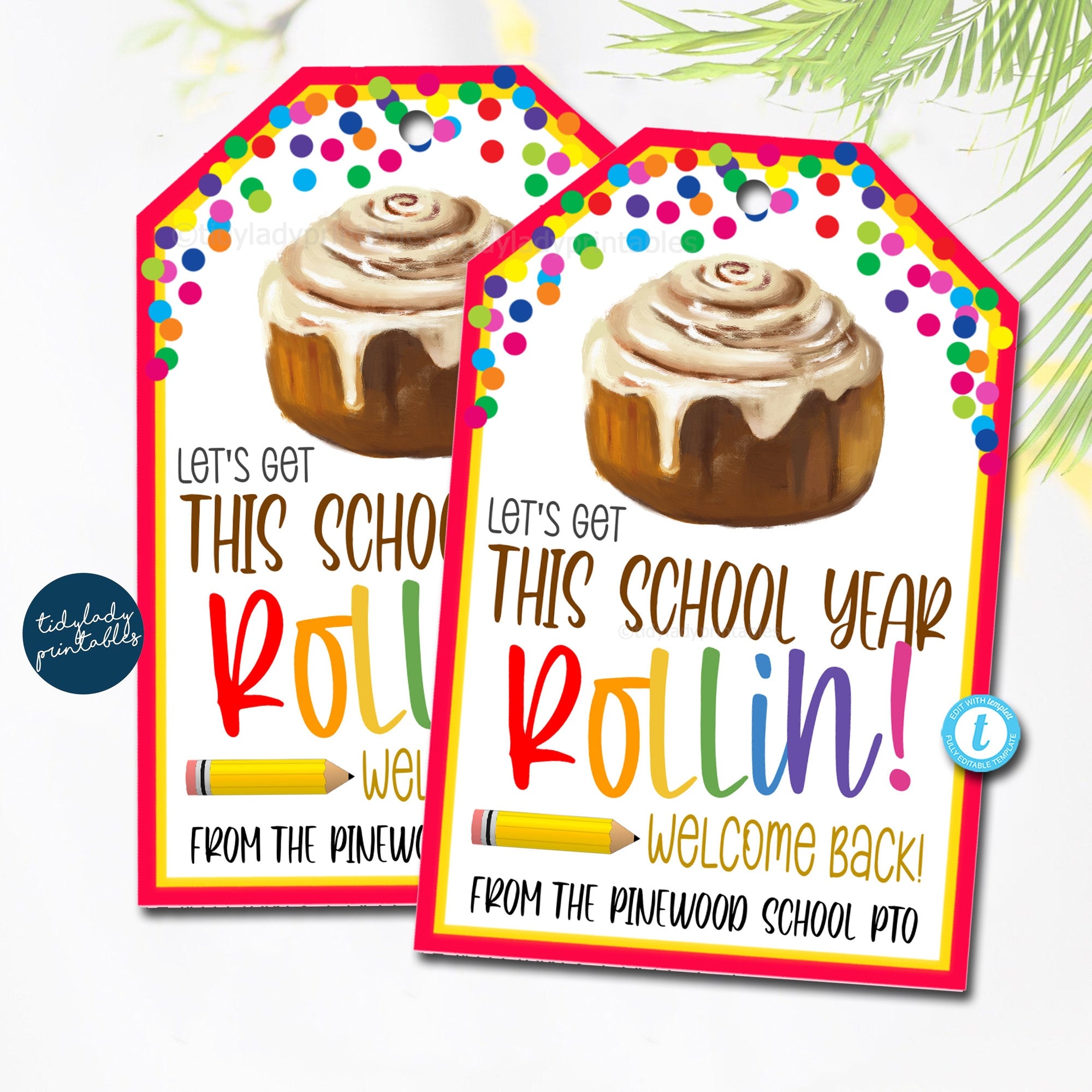 Back to School Cinnamon Roll Gift Tag - Templett Shop