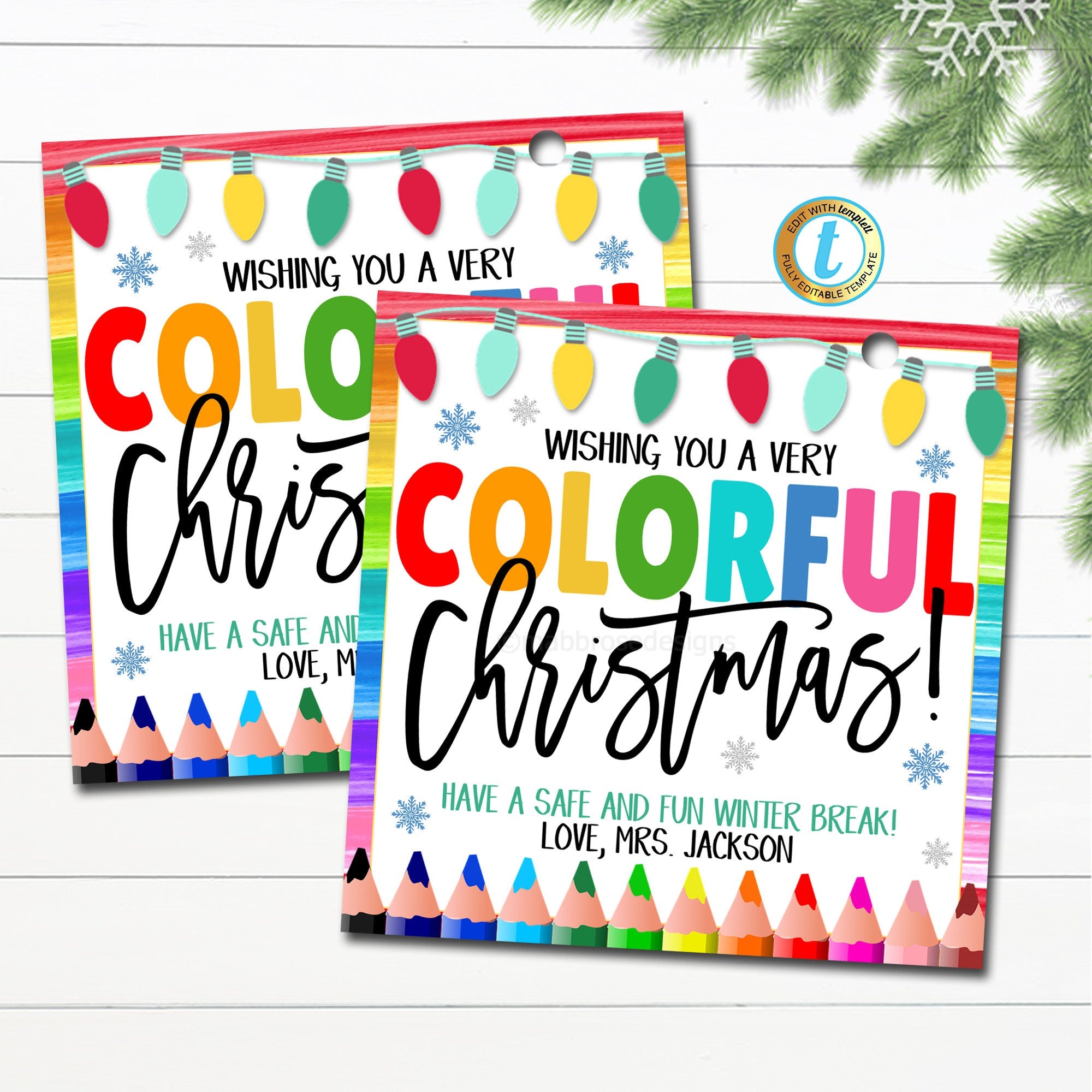 Colorful Christmas Gift Tags - Templett Shop