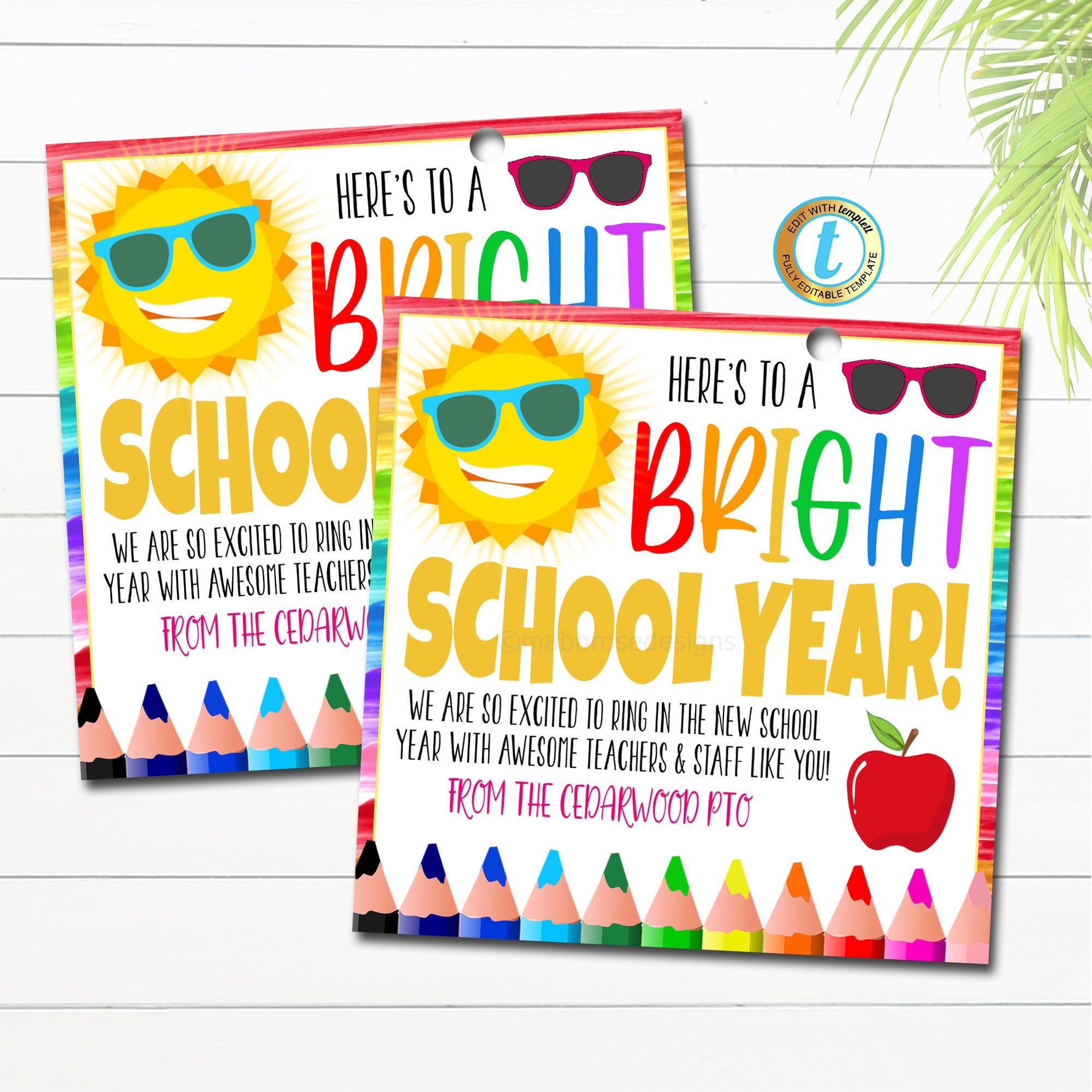Bright School Year First Day of School Gift Tag - Templett Shop