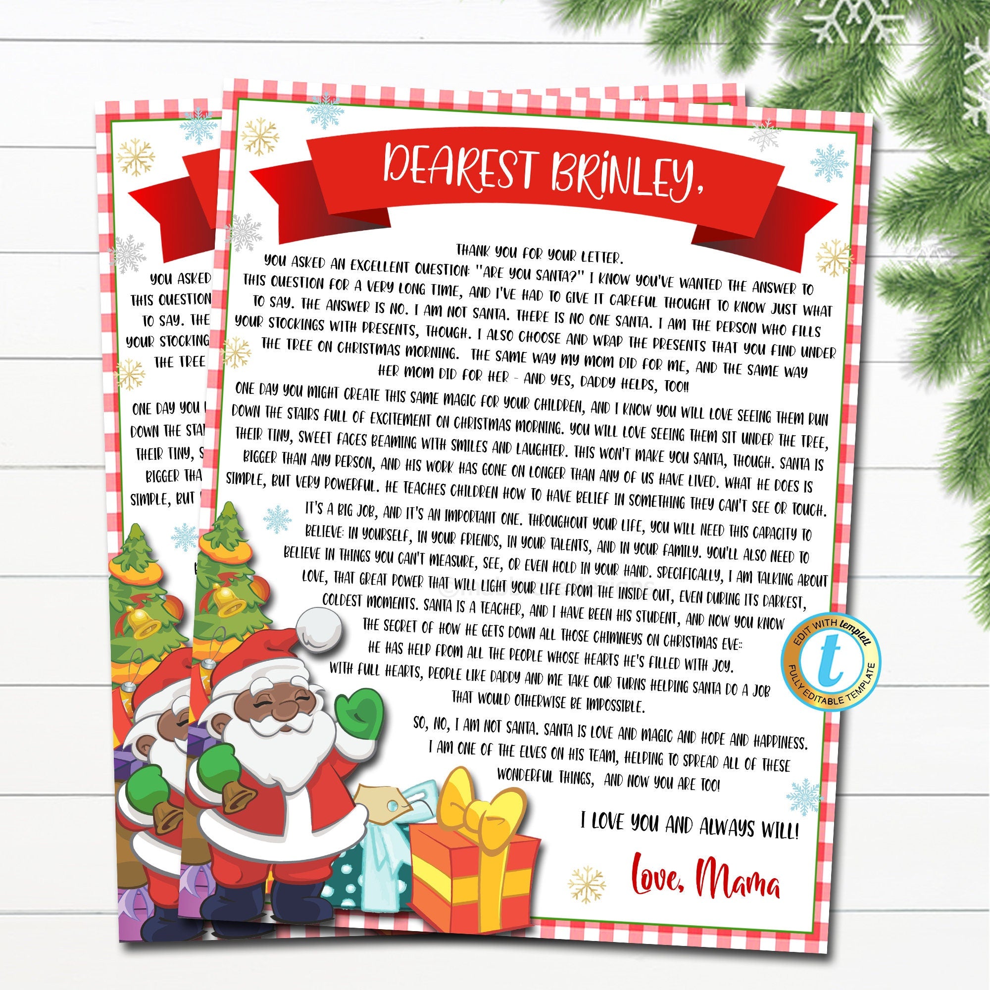Santa Explanation Letter From Parents - Templett Shop