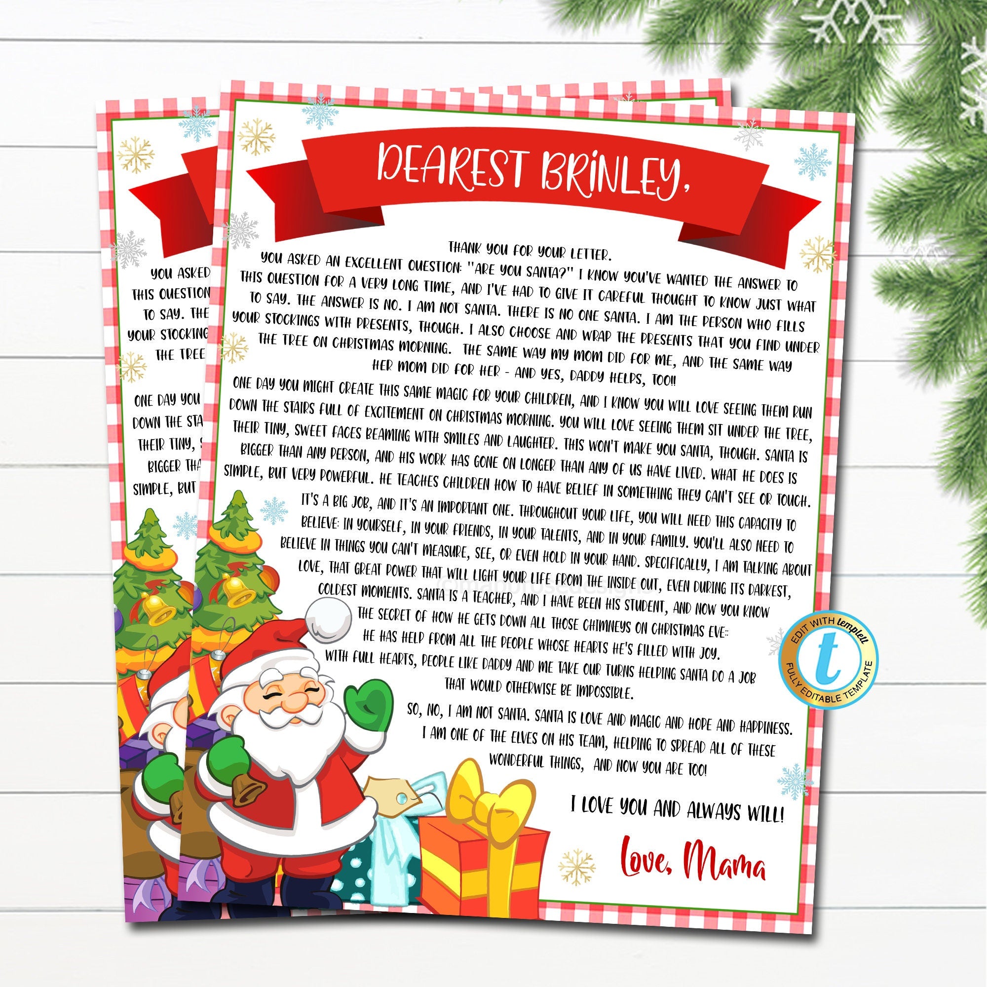 Letter to Explain Santa | Is Santa Real - Templett Shop
