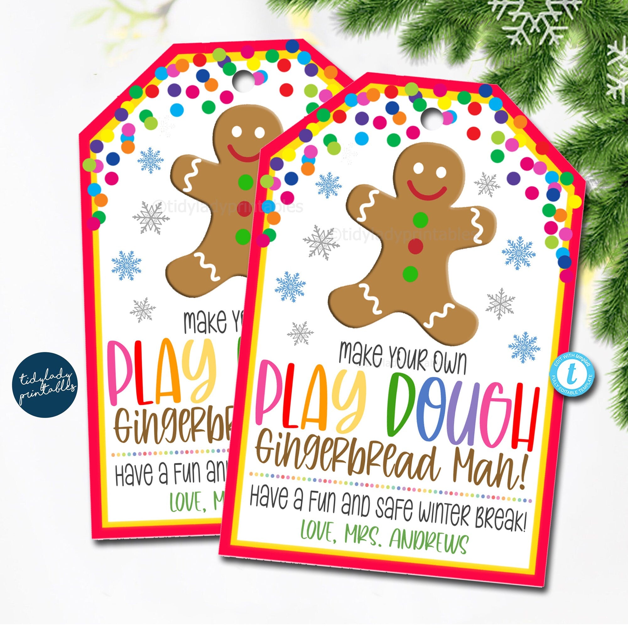 Make Your Own Play Dough Gingerbread Man Gift Tags - Templett Shop