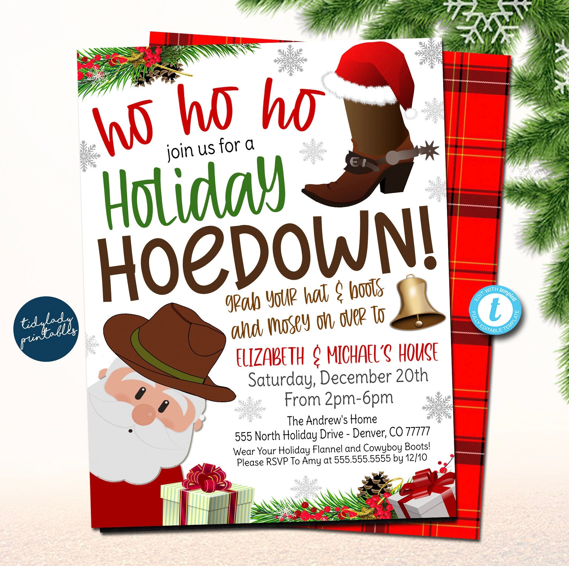Christmas Hoedown Invitation - Templett Shop