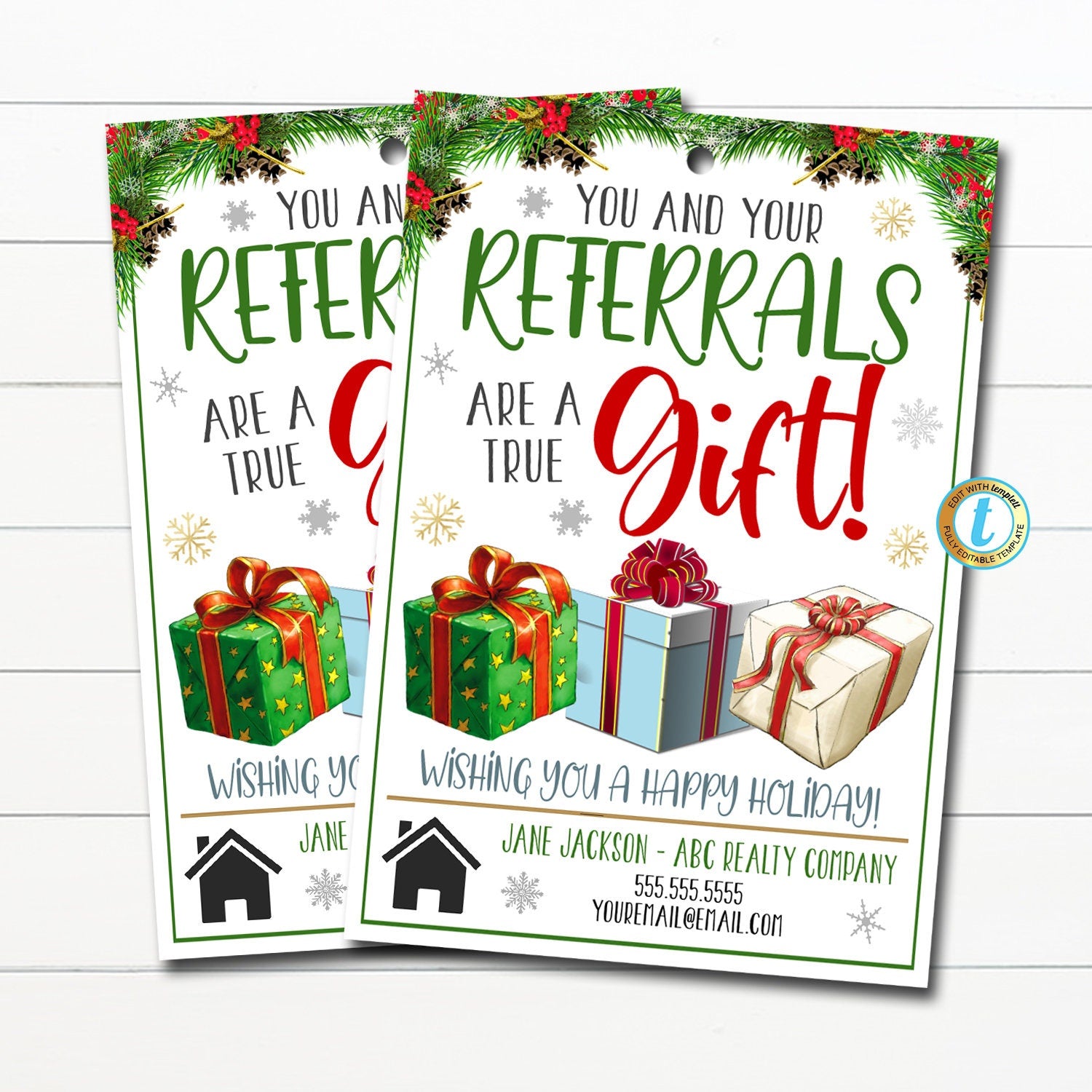 Christmas Realtor pop by gift tag for clients - Templett Shop