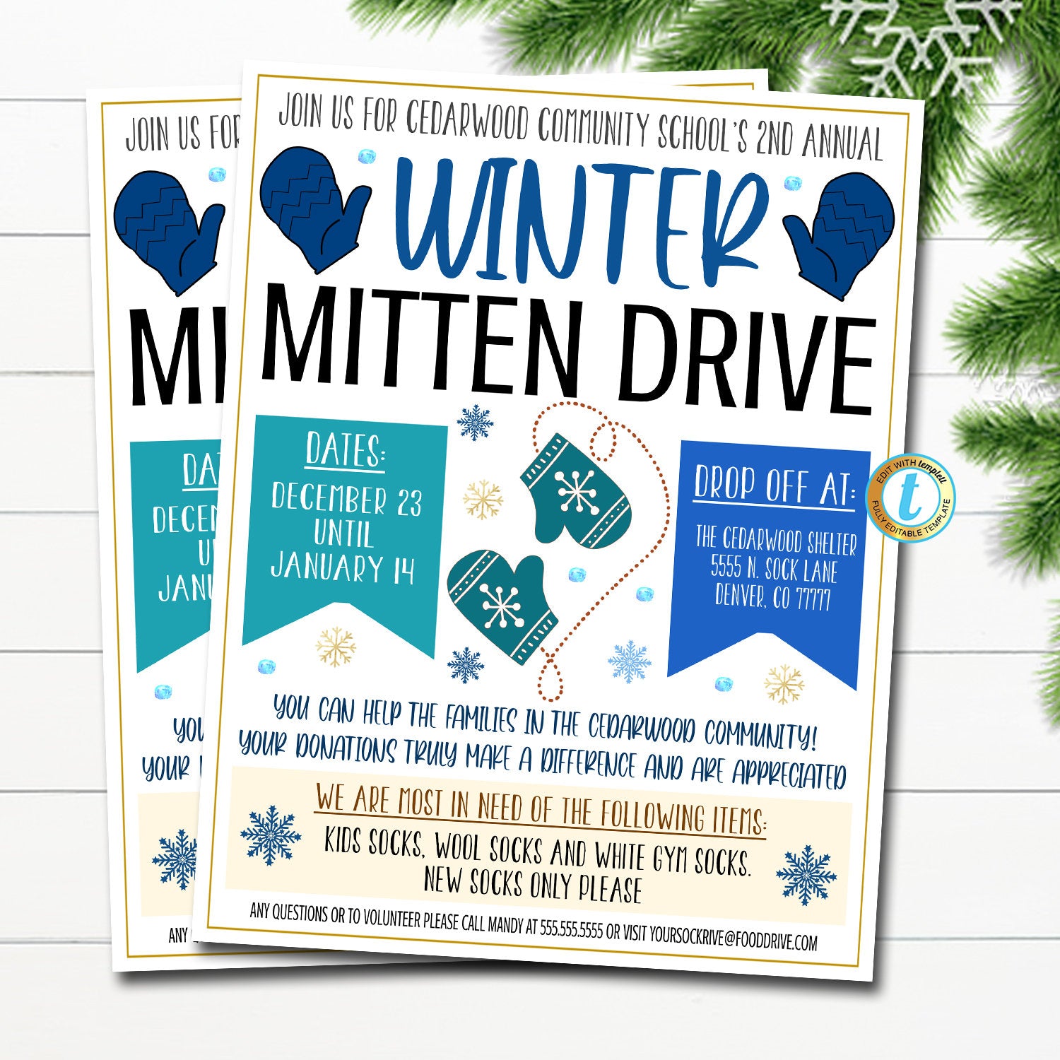 Winter Mitten Drive Flyer - Templett Shop