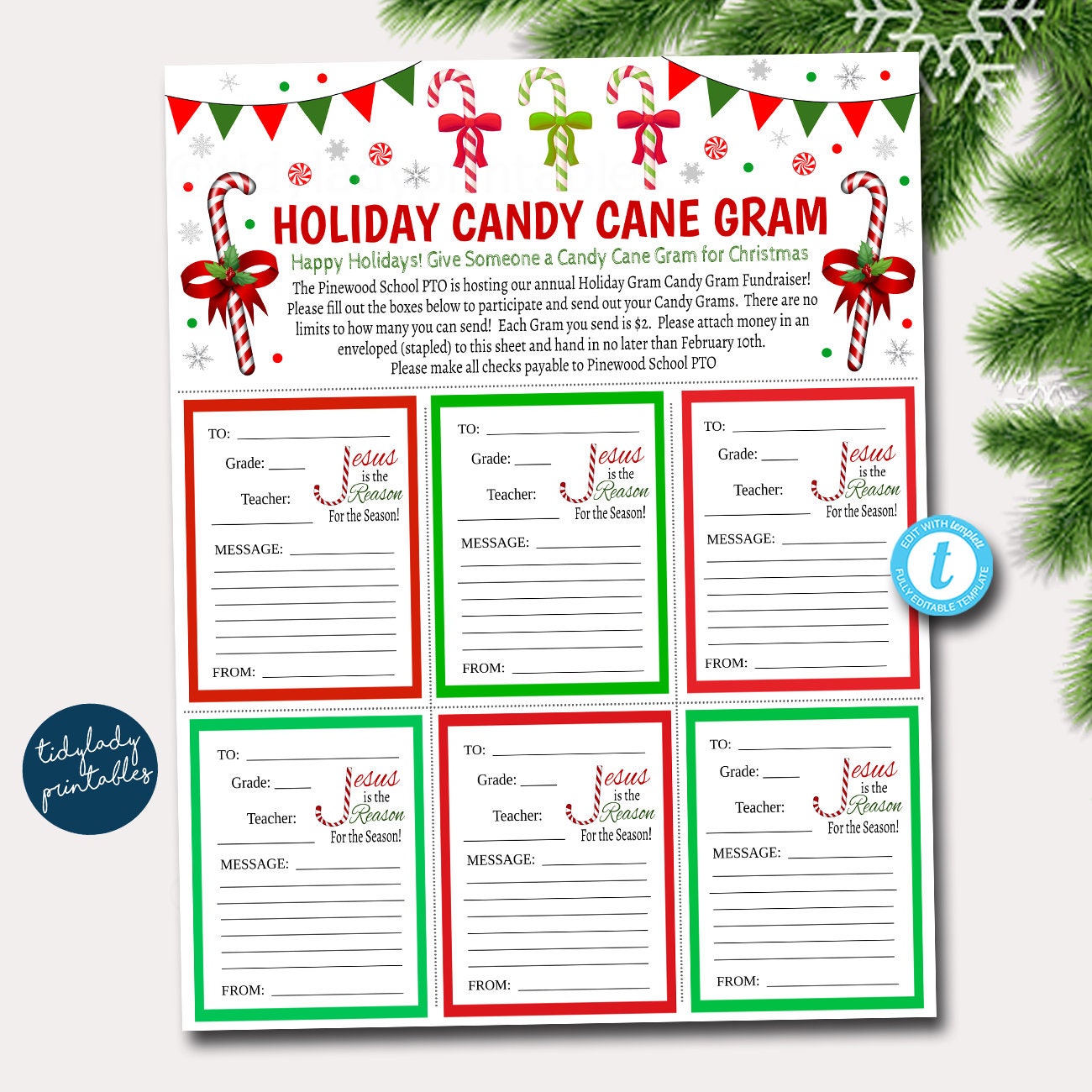 CHRISTMAS CANDY CANE GRAM RELIGIOUS FLYER TEMPLATE - Templett Shop