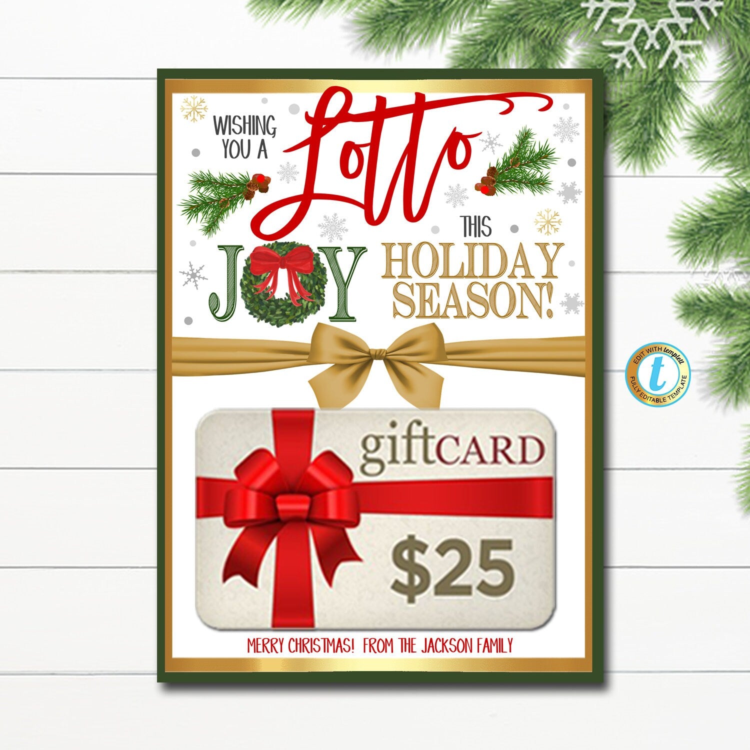Christmas Lottery Ticket Gift Card Holder - Templett Shop