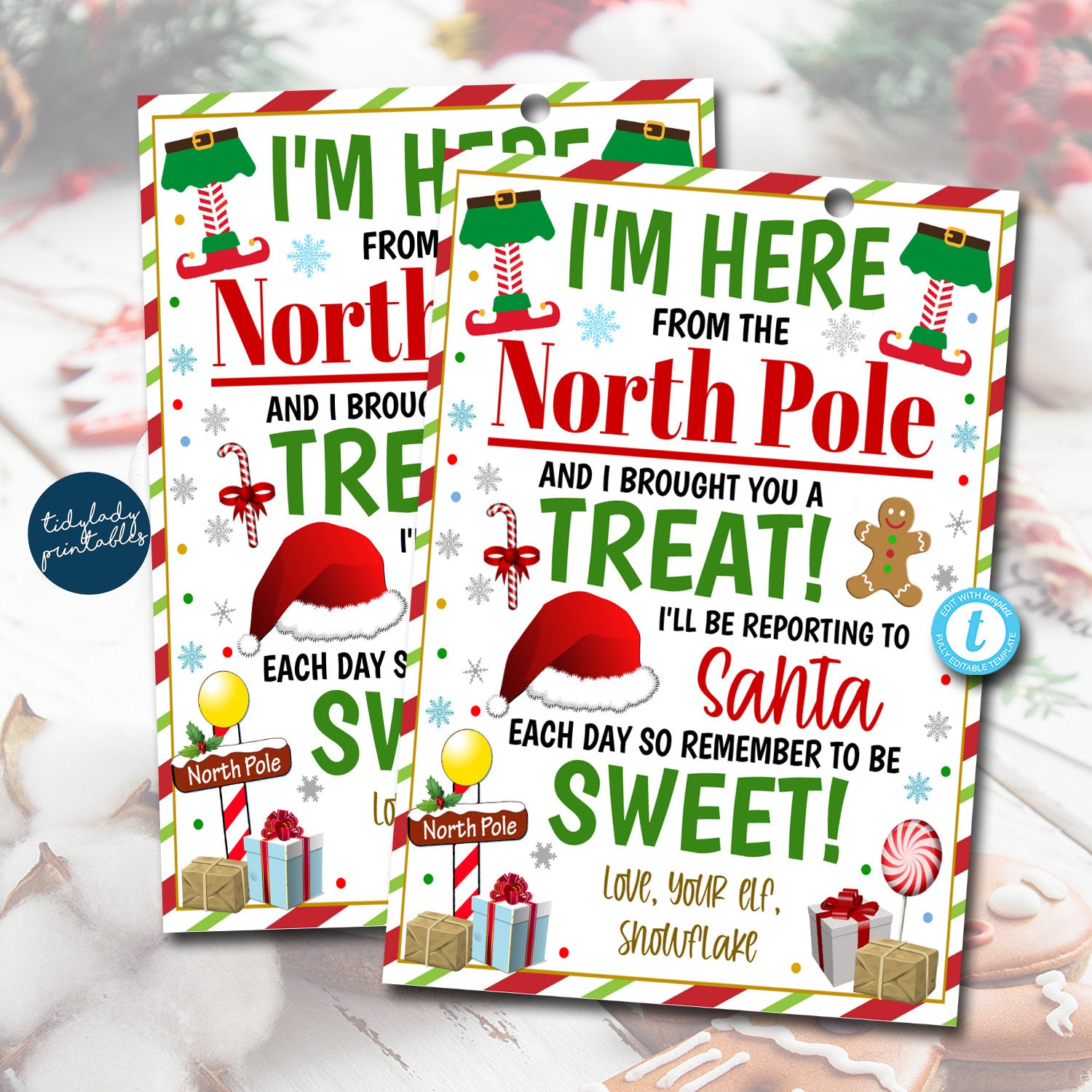 Elf arrival gift tags - Templett Shop