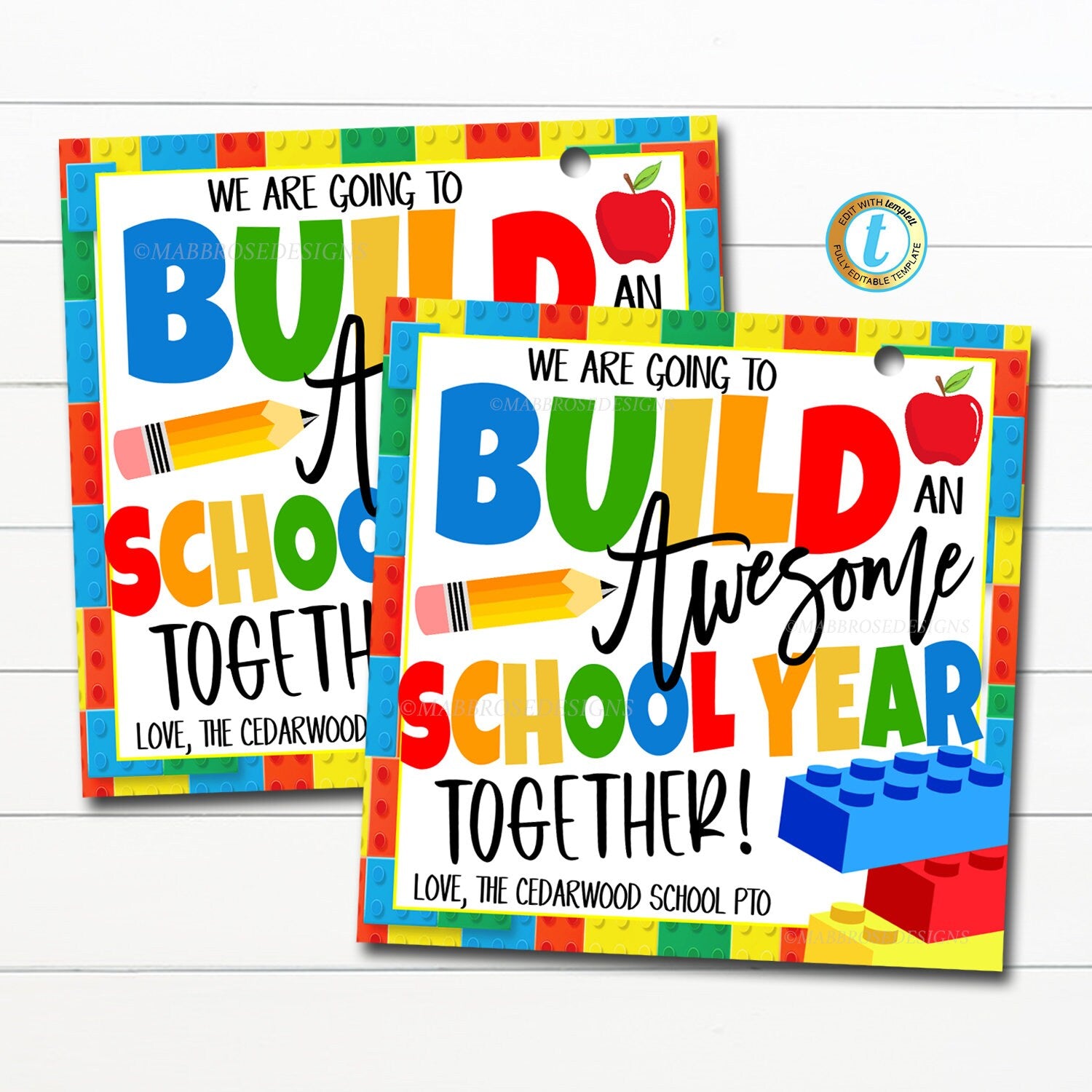 Building Blocks Back to School Gift Tags, First Day of School ...
