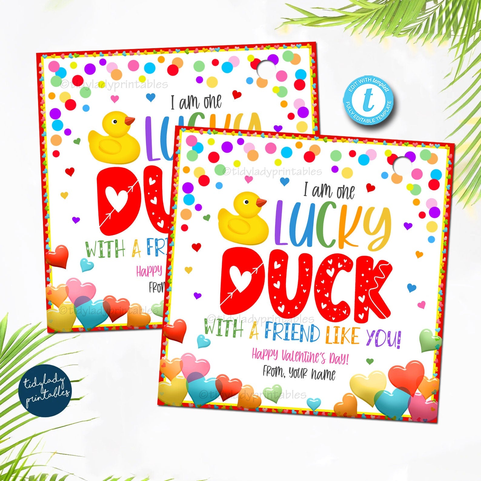 Rubber Duck Valentine's Day Gift Tags - Templett Shop