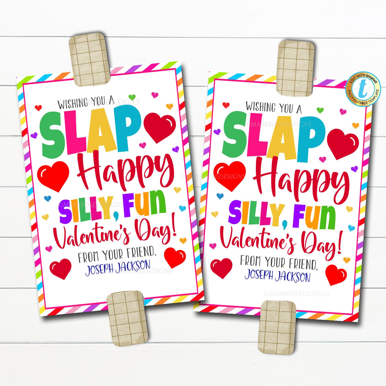 Valentine Slap Bracelet Tags, Wishing You a Slappy Happy Valentines Day ...