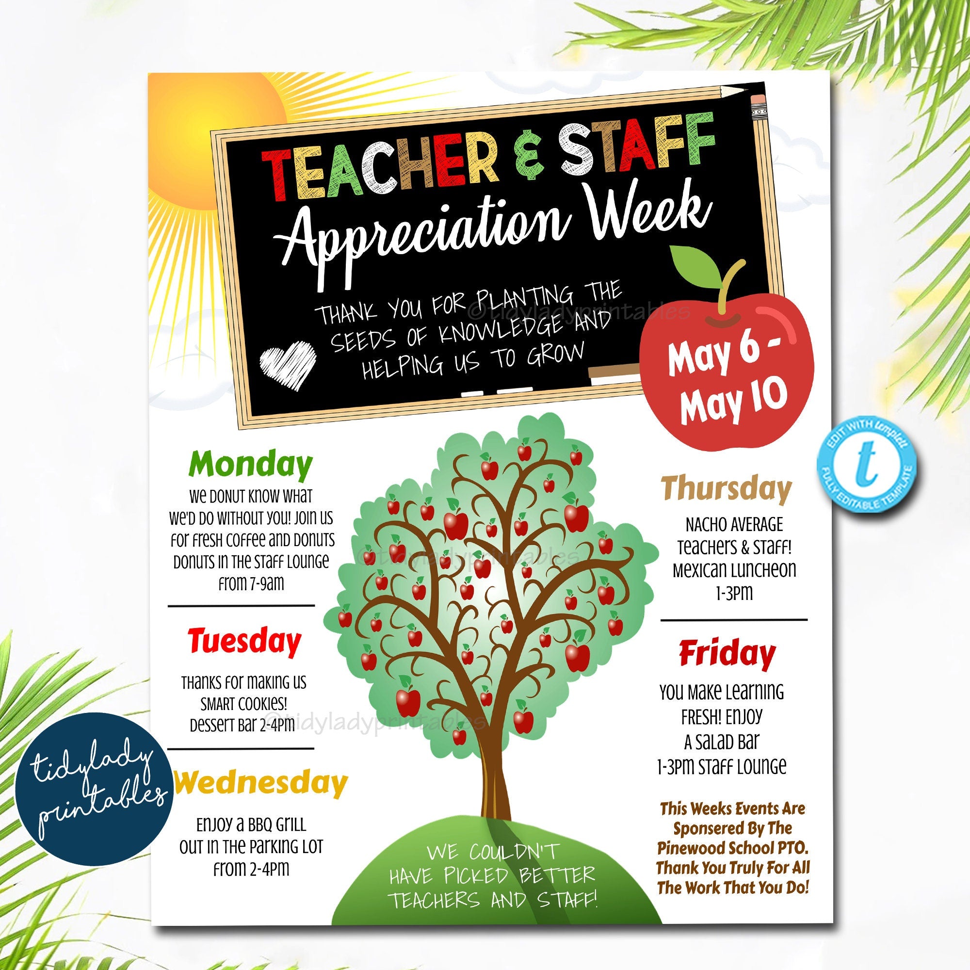 Teacher Appreciation Invitation Newsletter, Appreciation Week of Events ...