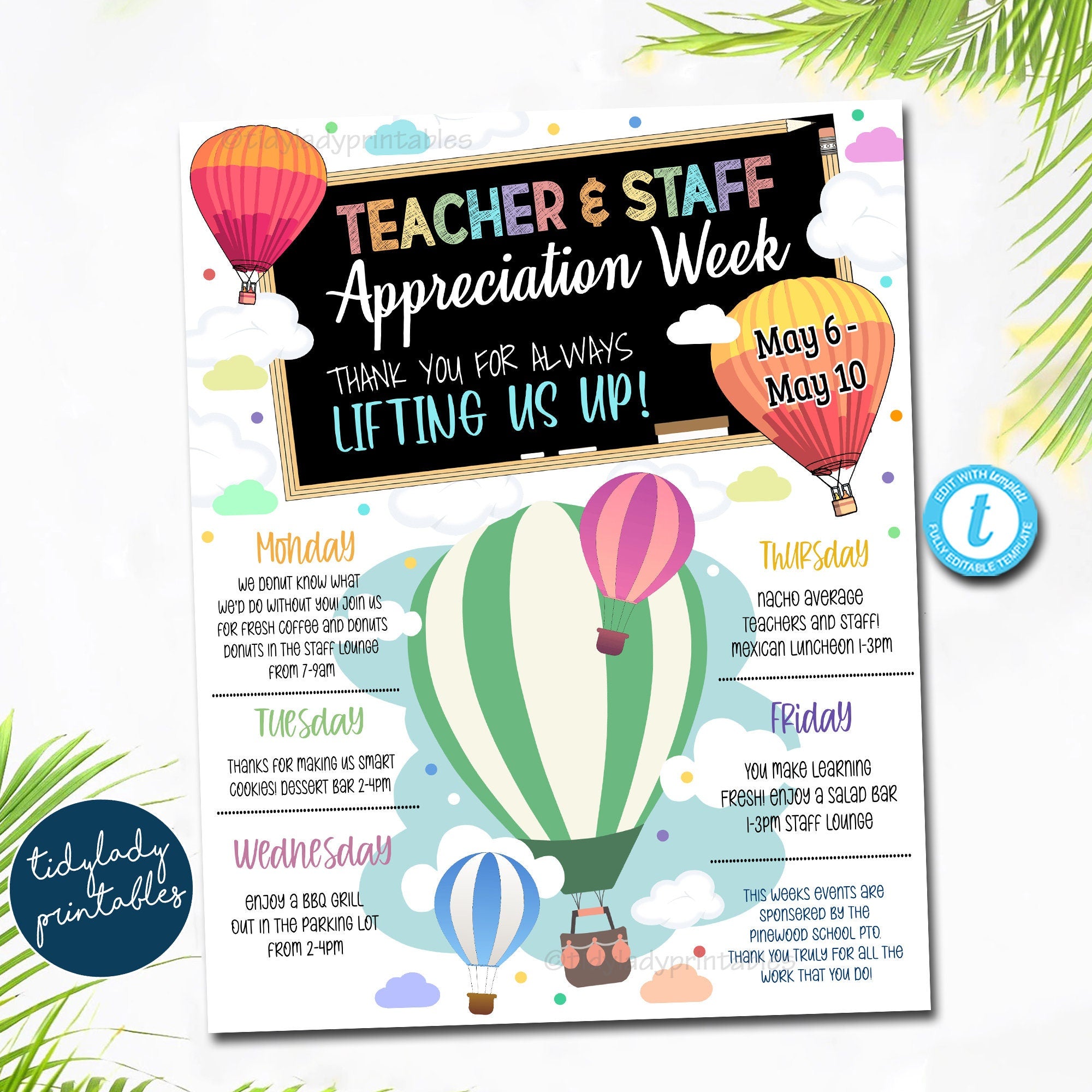 Lift Us Up Teacher and Staff Appreciation Week - Templett Shop