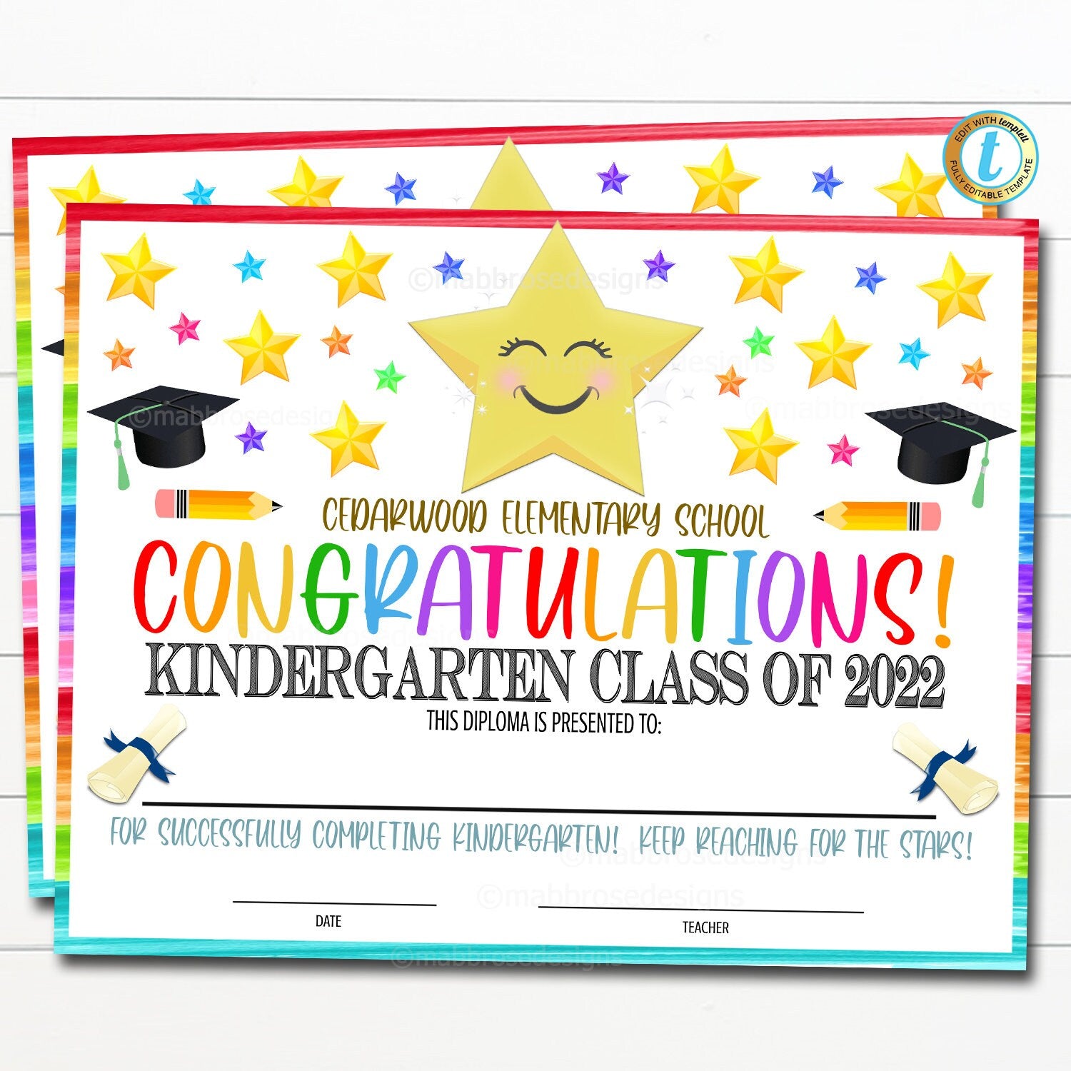 Graduation Certificate ANY GRADE Diploma - Templett Shop