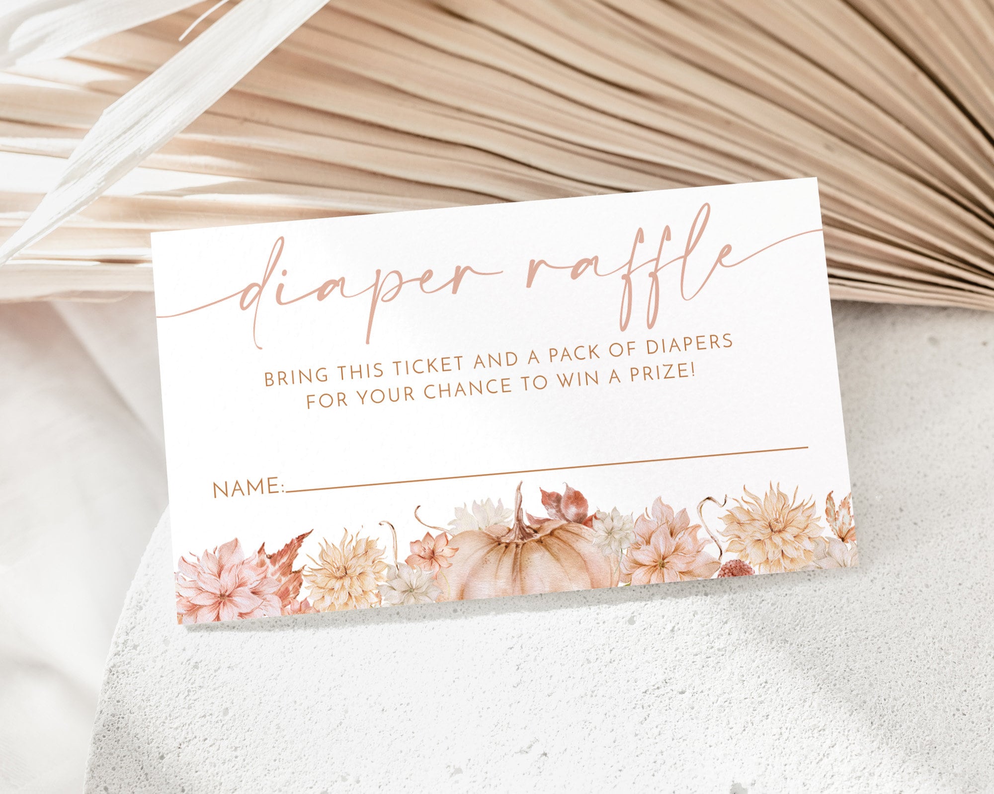 Pumpkin Diaper Raffle Card, Fall Baby Shower Diaper Raffle Card ...