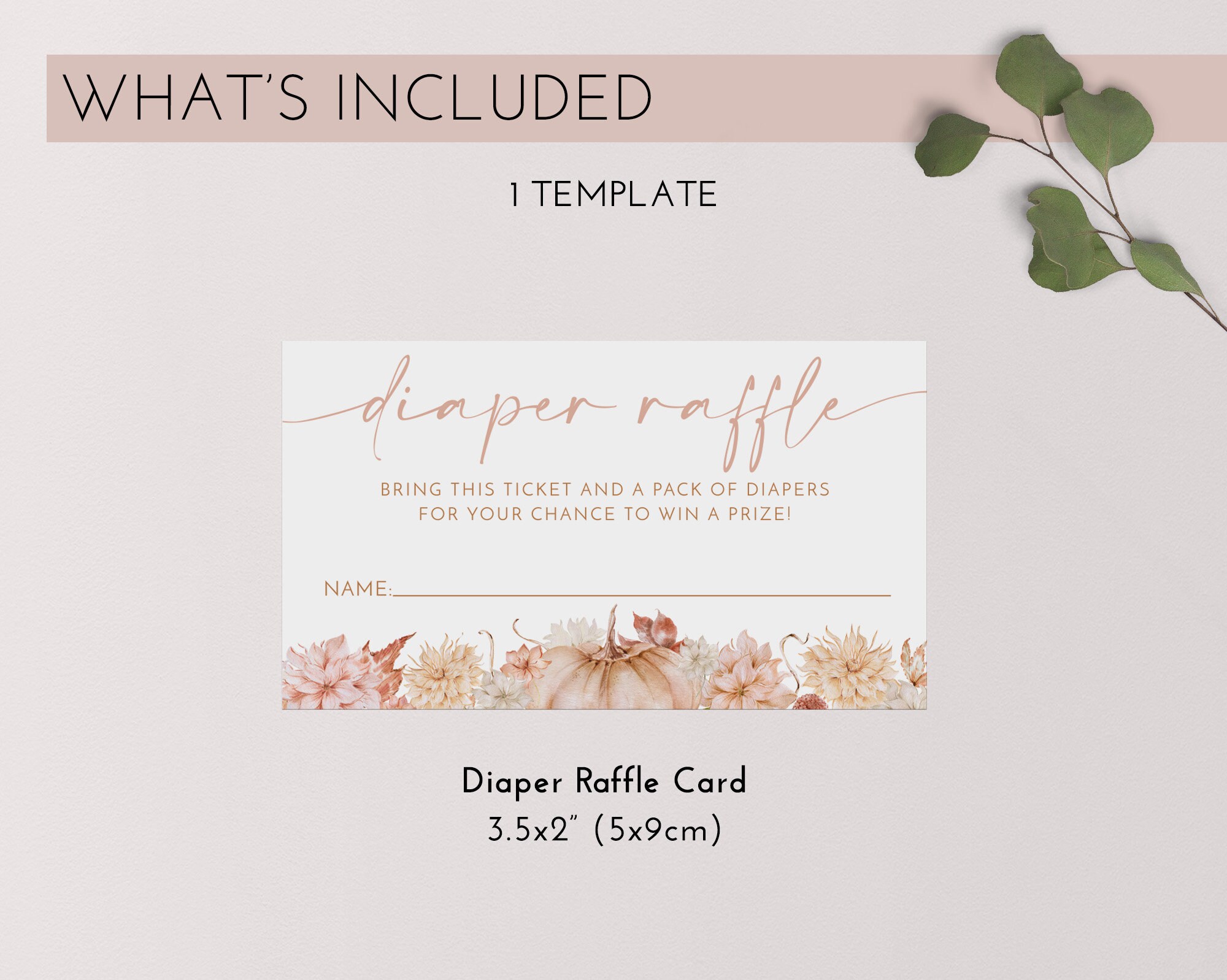 Pumpkin Diaper Raffle Card, Fall Baby Shower Diaper Raffle Card ...