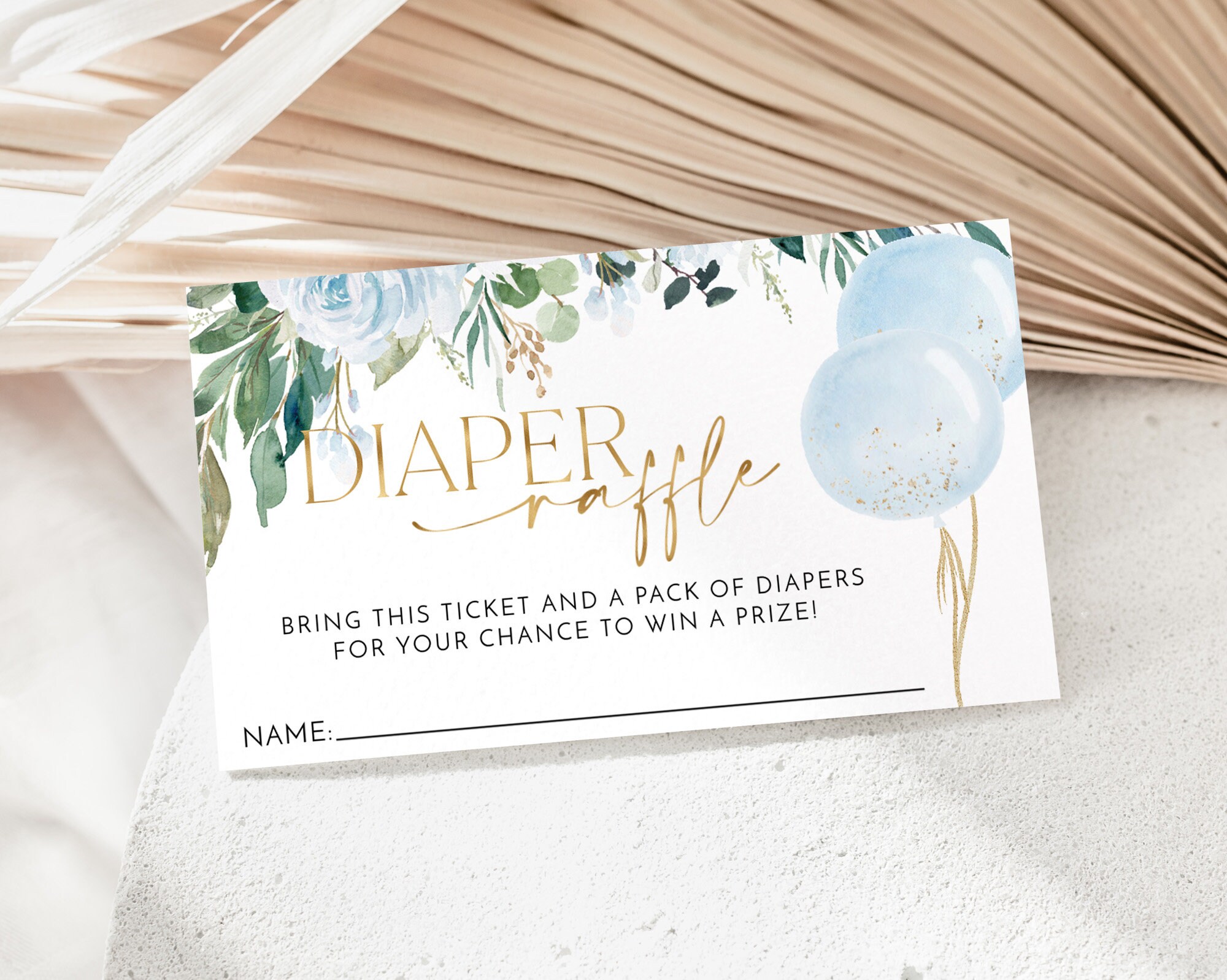Diaper Raffle Card Boy, Blue Baby Shower Diaper Raffle Card, Editable ...