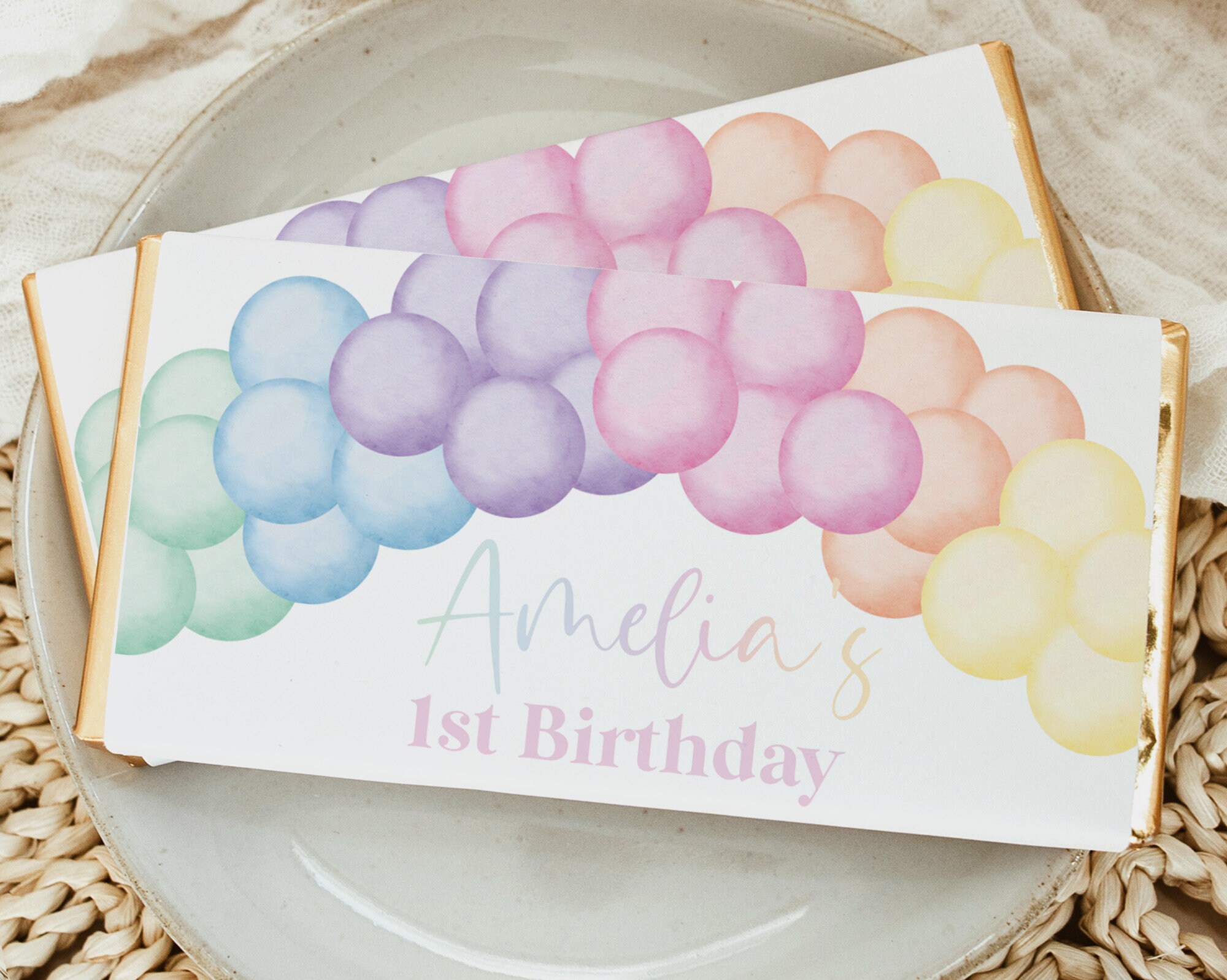 Pastel Rainbow Chocolate Bar Wrapper Template, Printable Candy Bar ...